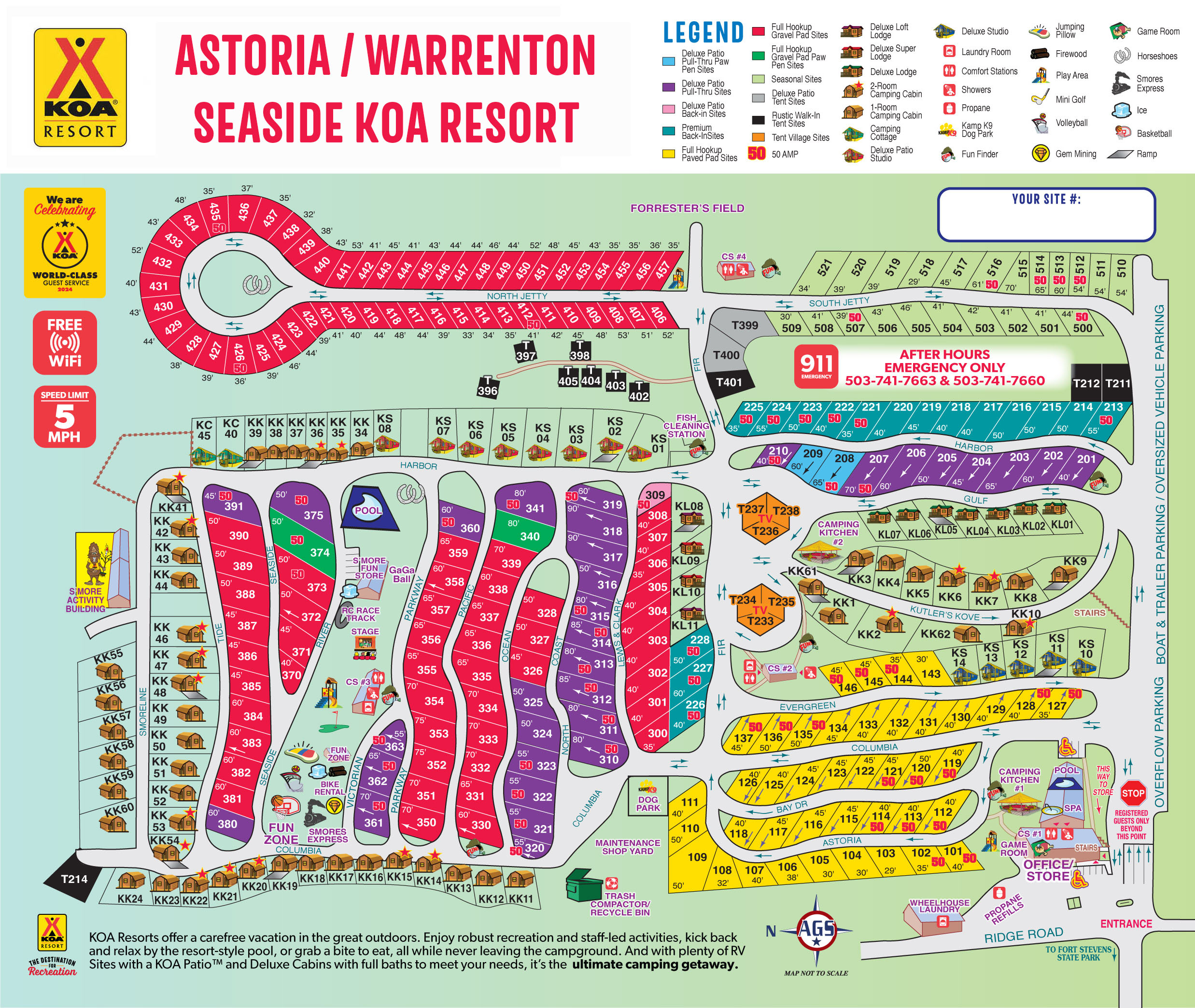 Hammond, Oregon Campground Map | Astoria / Warrenton / Seaside KOA Resort