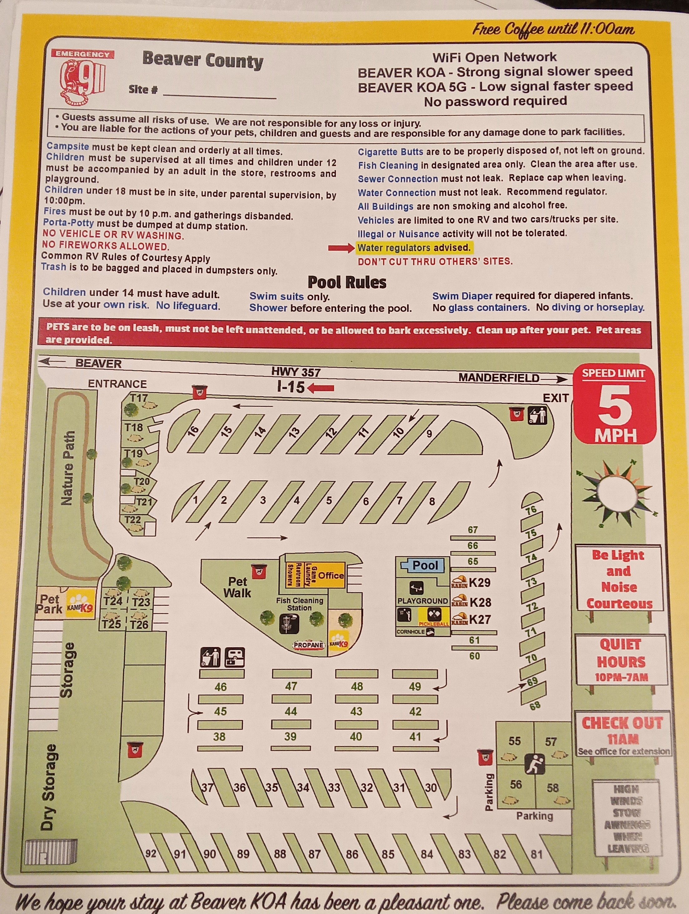 Beaver, Utah Campground Map | Beaver KOA Journey