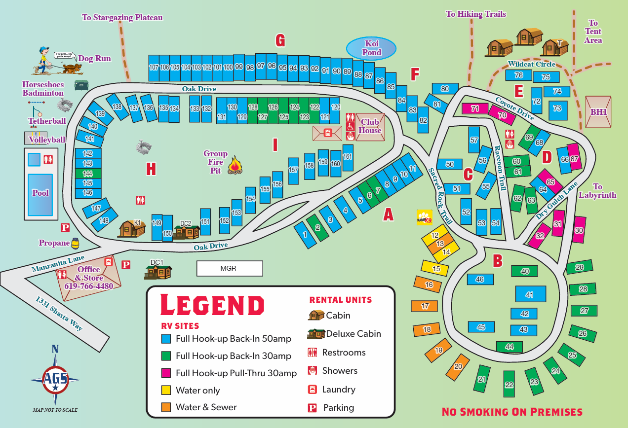 RV Park Map | RV Park Near Julian, California | KOA