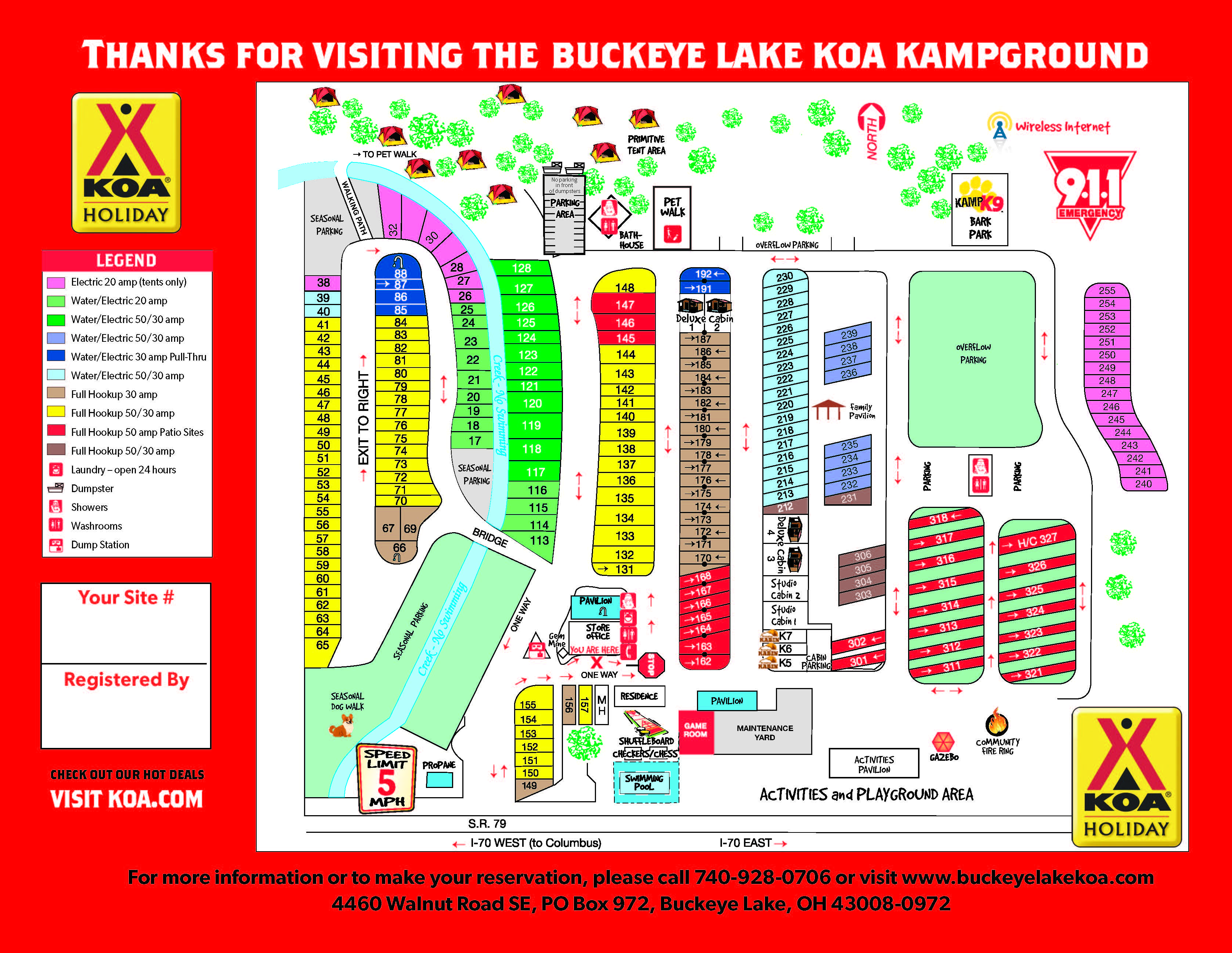 Buckeye Lake, Ohio Campground Map | Buckeye Lake / Columbus East KOA ...