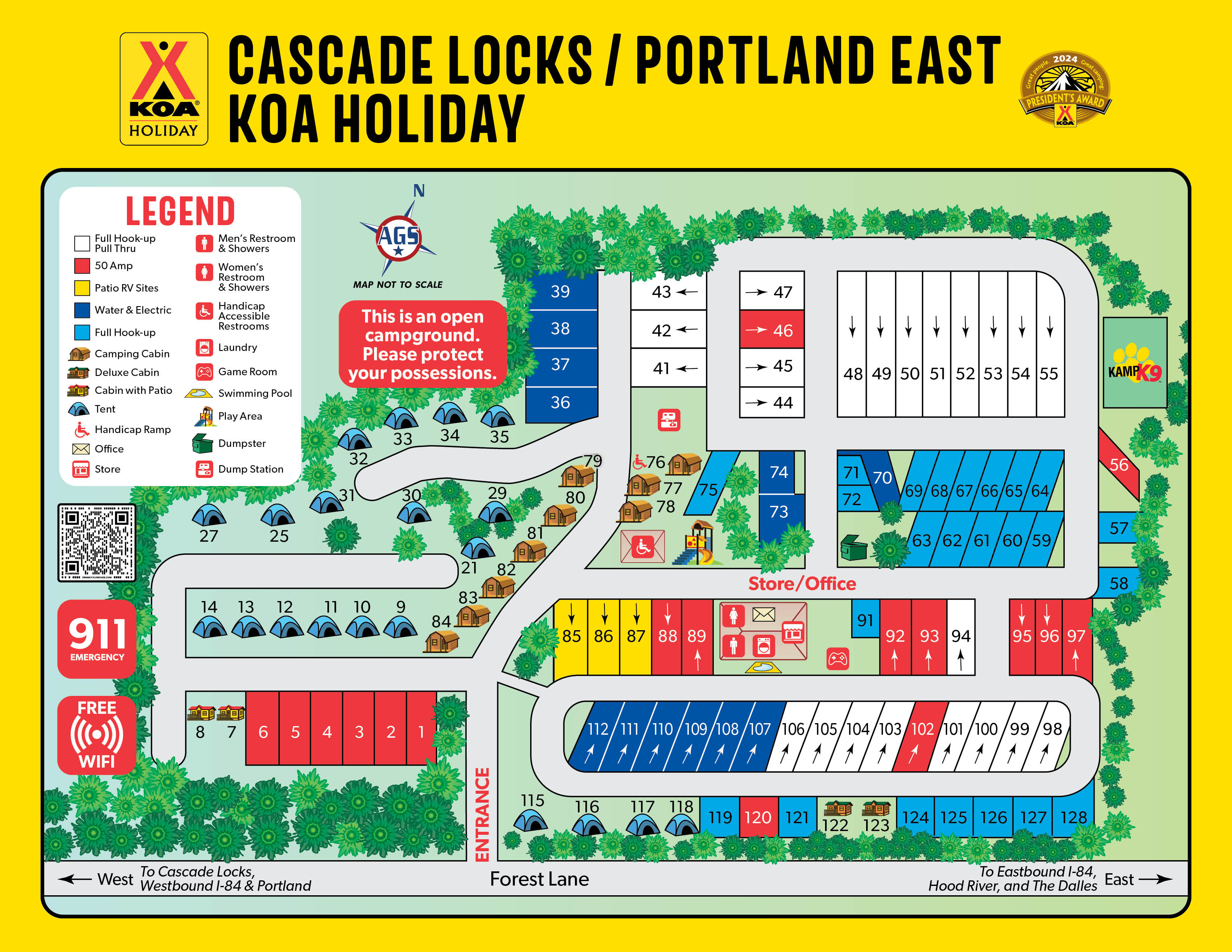 Cascade Locks, Oregon Campground Map | Cascade Locks / Portland East ...