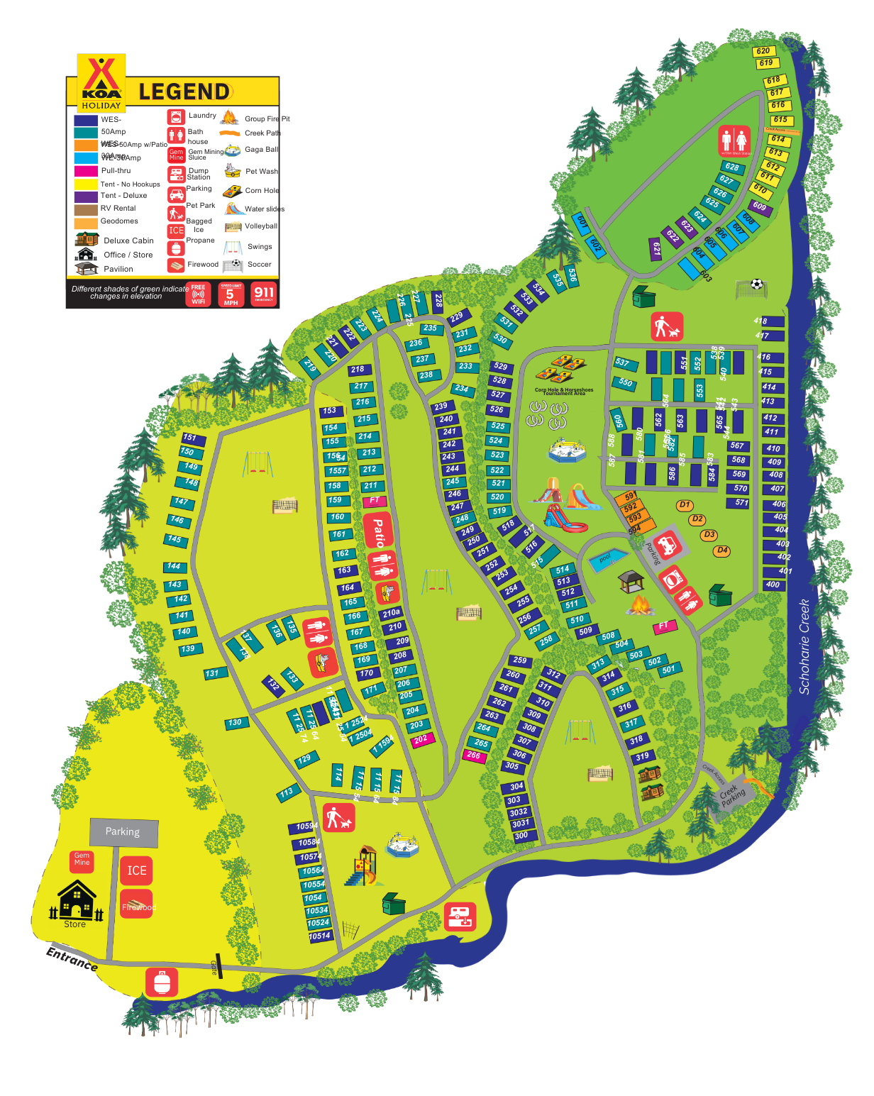Gilboa, New York Campground Map | Catskill Mountains/ Gilboa KOA Holiday