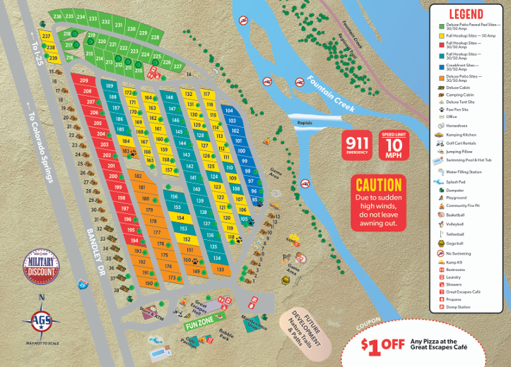 Fountain, Colorado Campground Map | Colorado Springs KOA Holiday