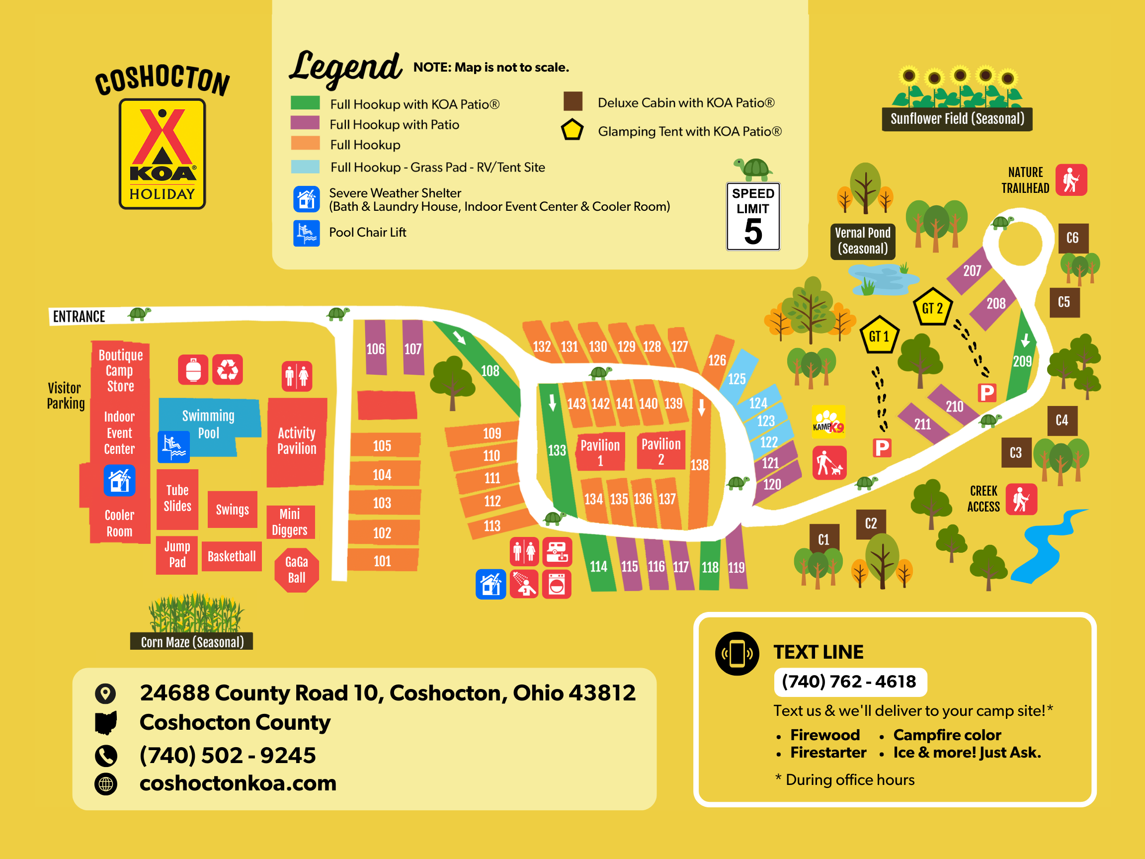 Coshocton, Ohio Campground Map | Coshocton KOA Holiday