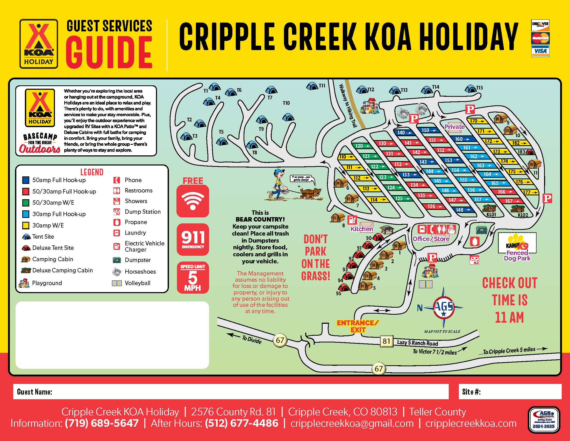 Cripple Creek, Colorado Campground Map | Cripple Creek KOA Holiday