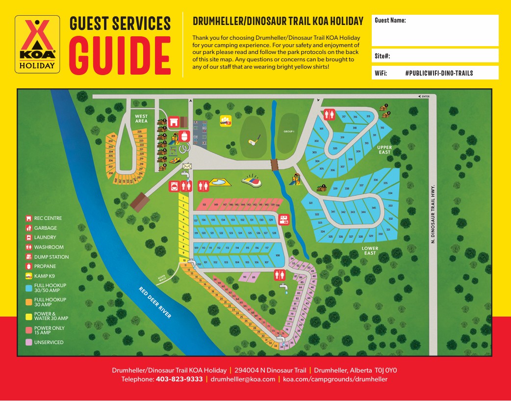 Drumheller, Alberta Campground Map | Drumheller / Dinosaur Trail KOA ...