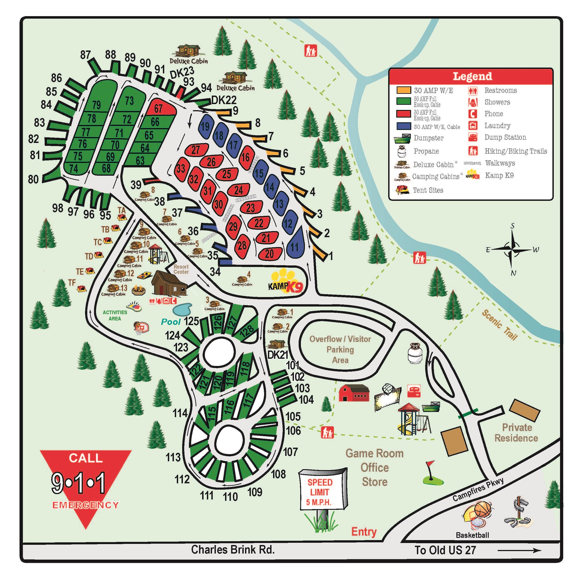 Gaylord, Michigan Campground Map | Gaylord KOA Holiday