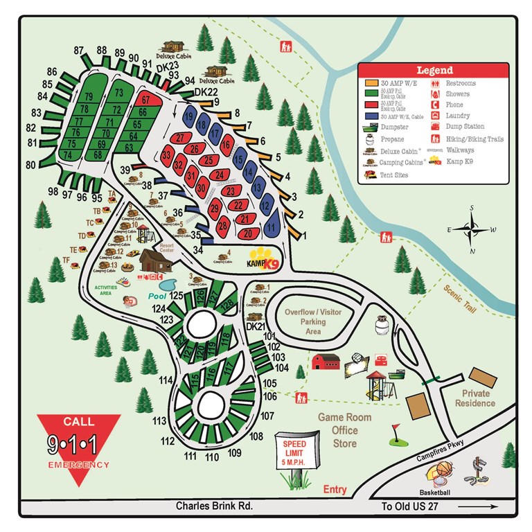 Gaylord, Michigan Campground Map | Gaylord KOA Holiday