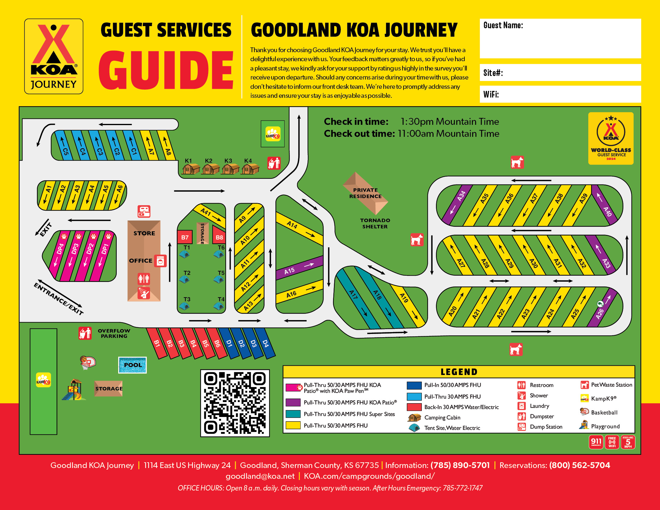 Goodland, Kansas Campground Map | Goodland KOA Journey