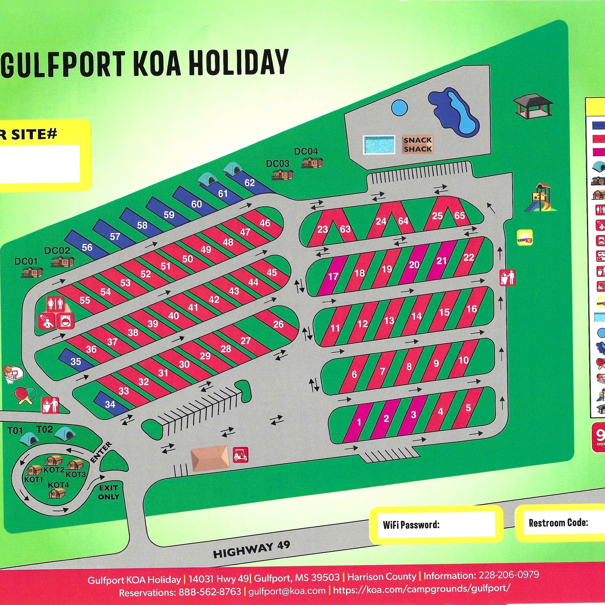 Gulfport, Mississippi Campground Map | Gulfport KOA Holiday