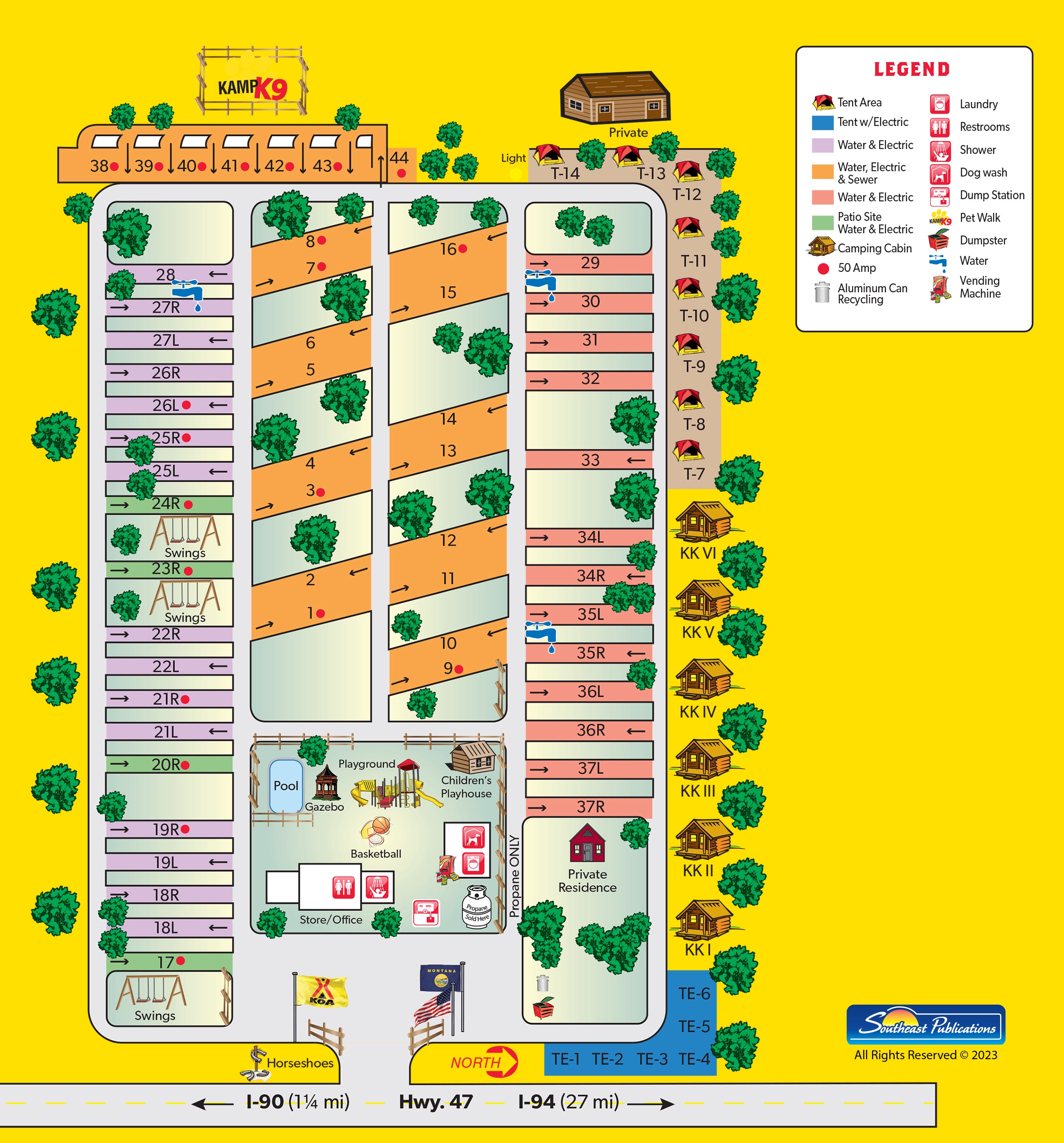 Hardin, Montana Campground Map | Hardin KOA Journey