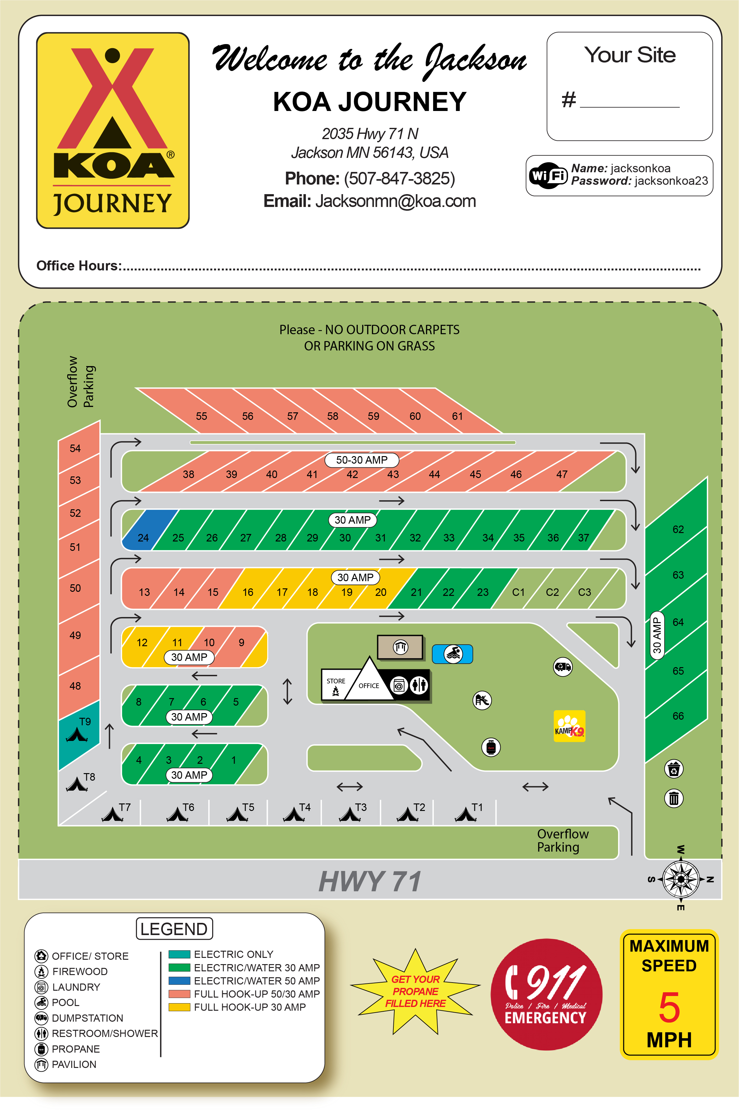 Jackson, Minnesota Campground Map | Jackson KOA Journey