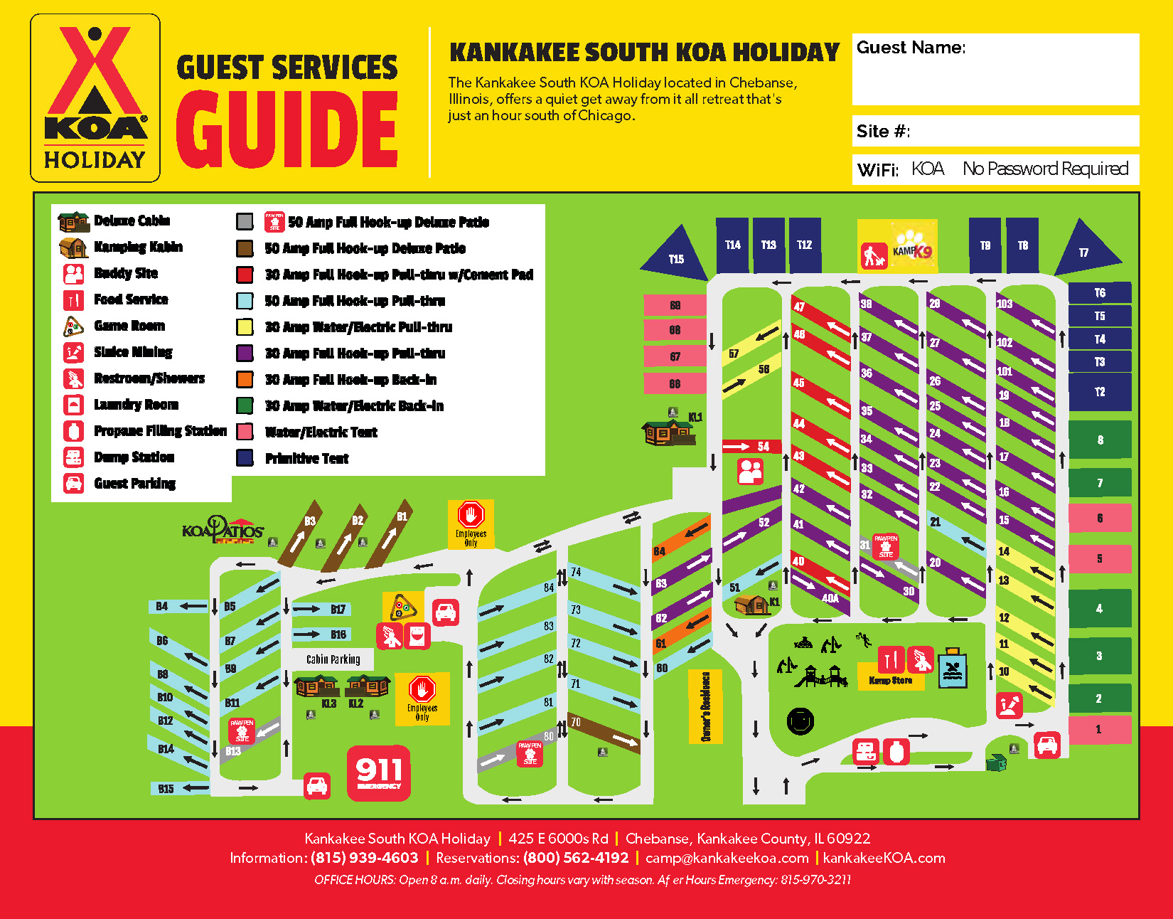 Chebanse, Illinois Campground Map | Kankakee South KOA Holiday