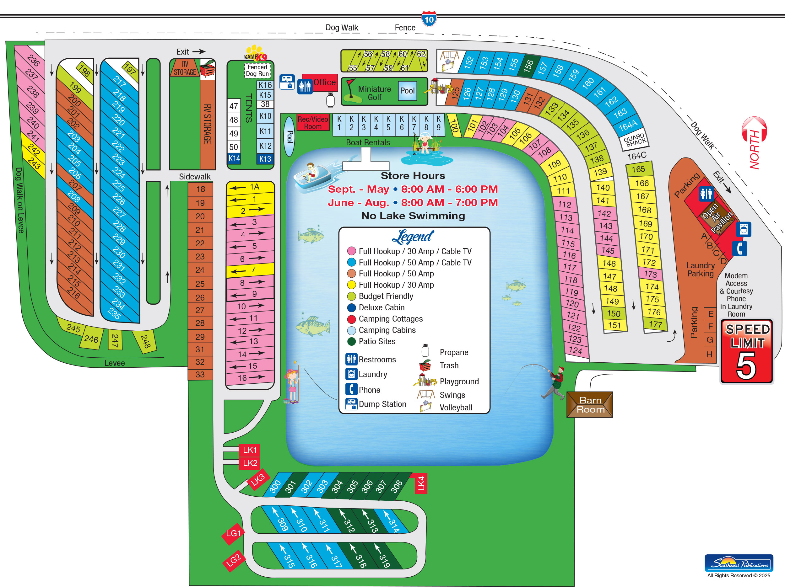Scott, Louisiana Campground Map | Lafayette KOA Holiday