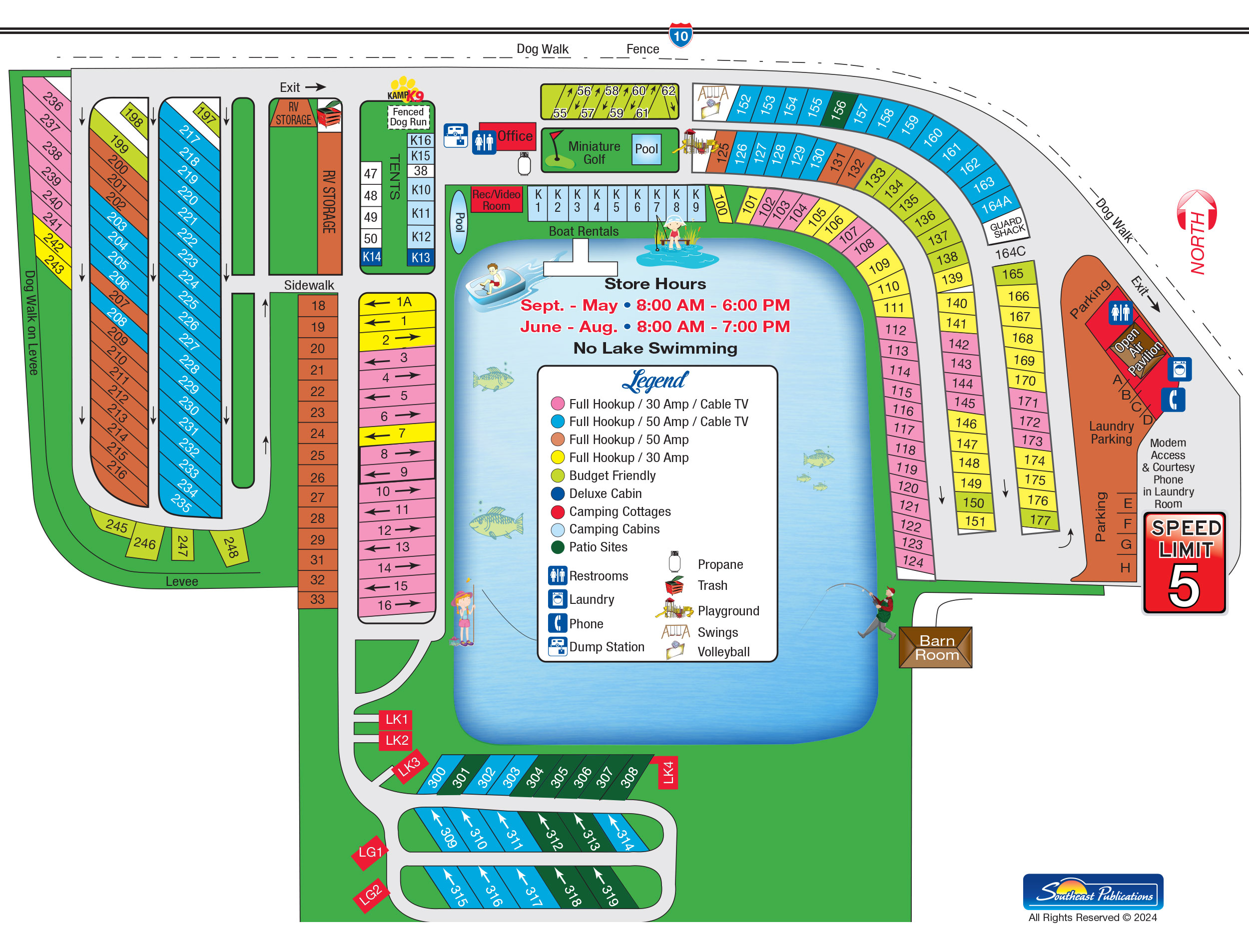 Scott, Louisiana Campground Map | Lafayette KOA Holiday
