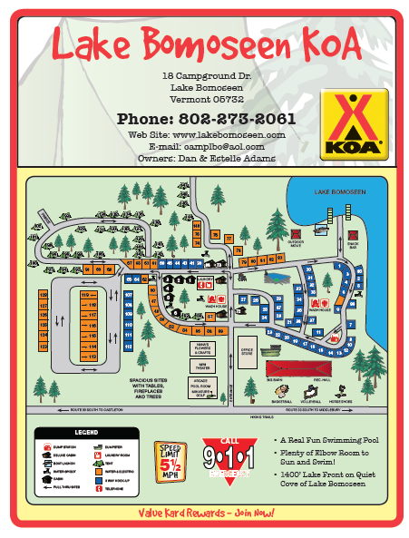 Bomoseen, Vermont RV Camping Sites | Lake Bomoseen KOA