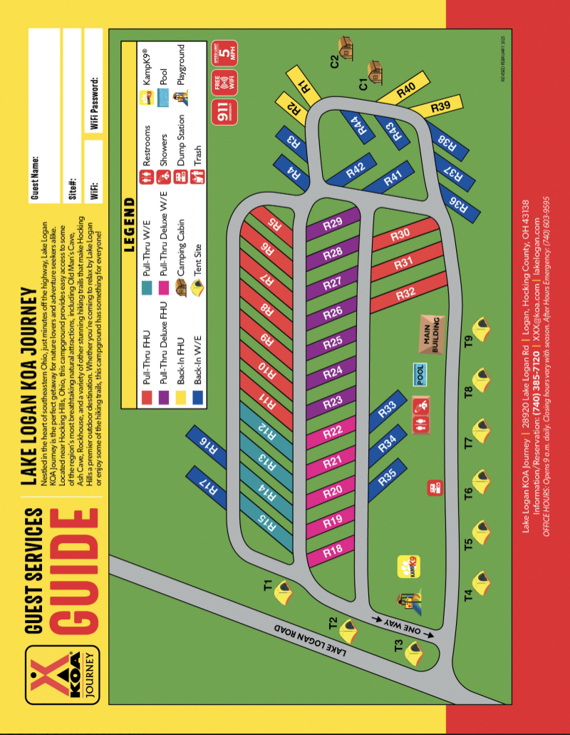 Logan, Ohio Campground Map | Lake Logan KOA Journey