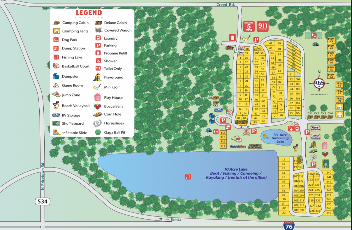Lake Milton, Ohio Campground Map | Lake Milton / Berlin Lake KOA Holiday