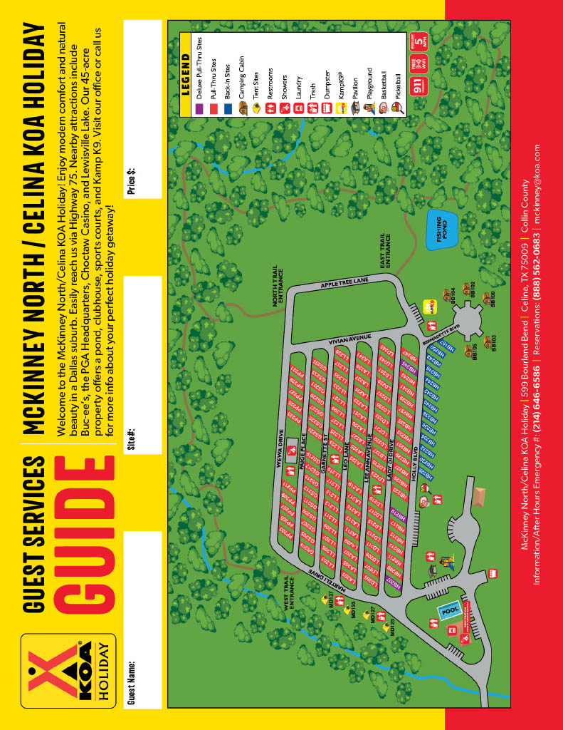 Celina, Texas Campground Map | McKinney North / Celina KOA Holiday