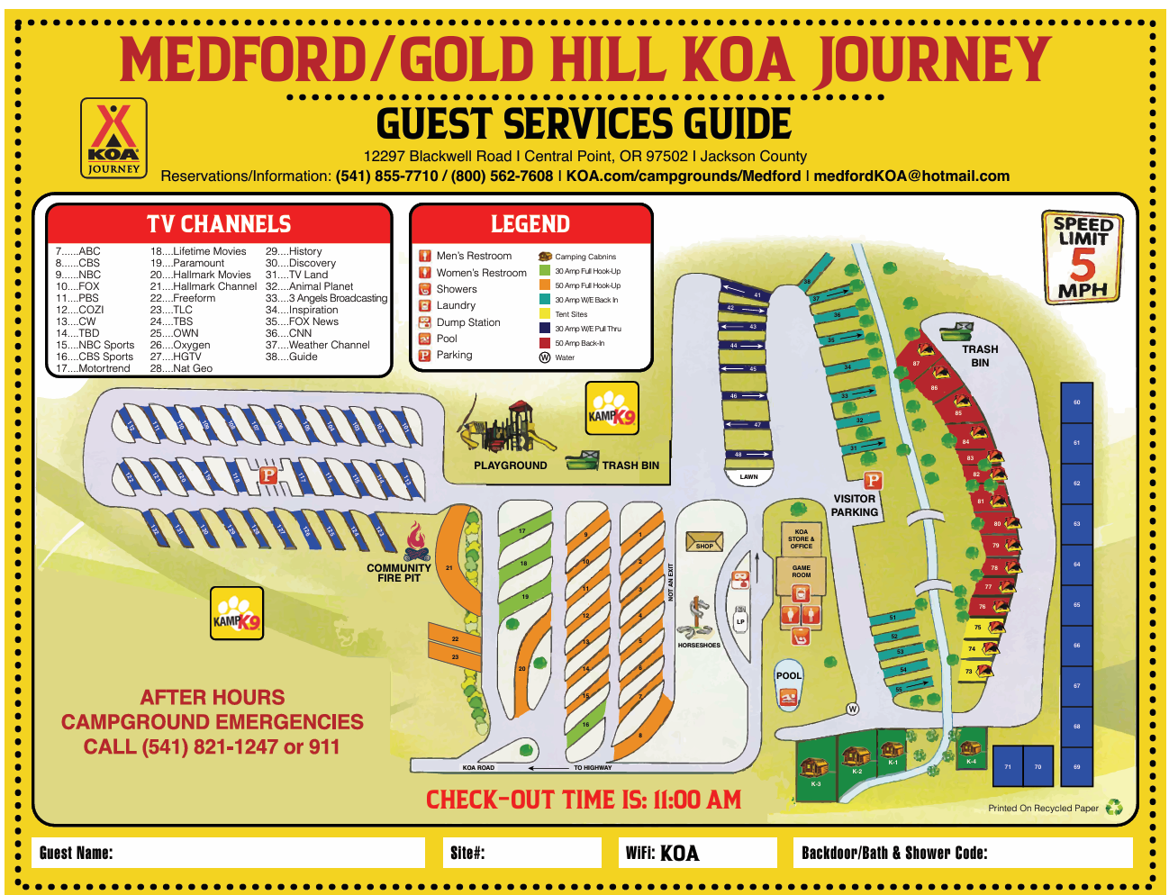 Medford Campground Map | Southern Oregon | KOA