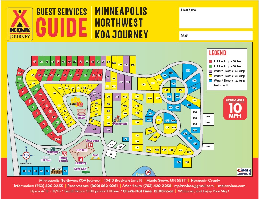 Maple Grove, Minnesota Campground Map | Minneapolis Northwest KOA Journey