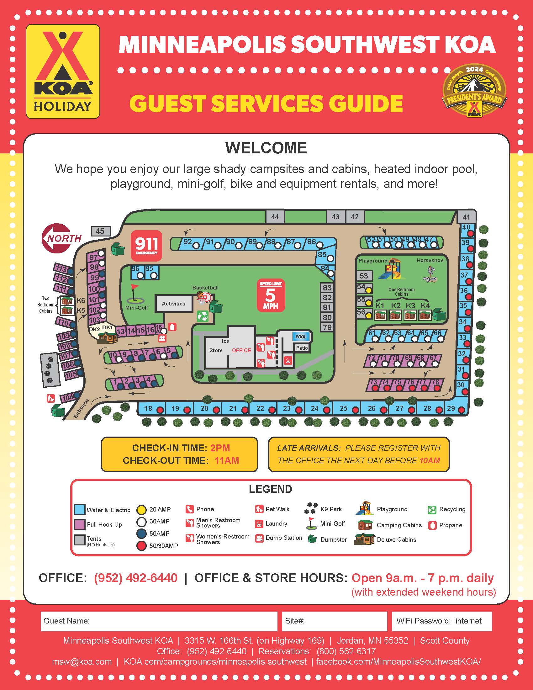Jordan, Minnesota Campground Map | Minneapolis Southwest KOA Holiday
