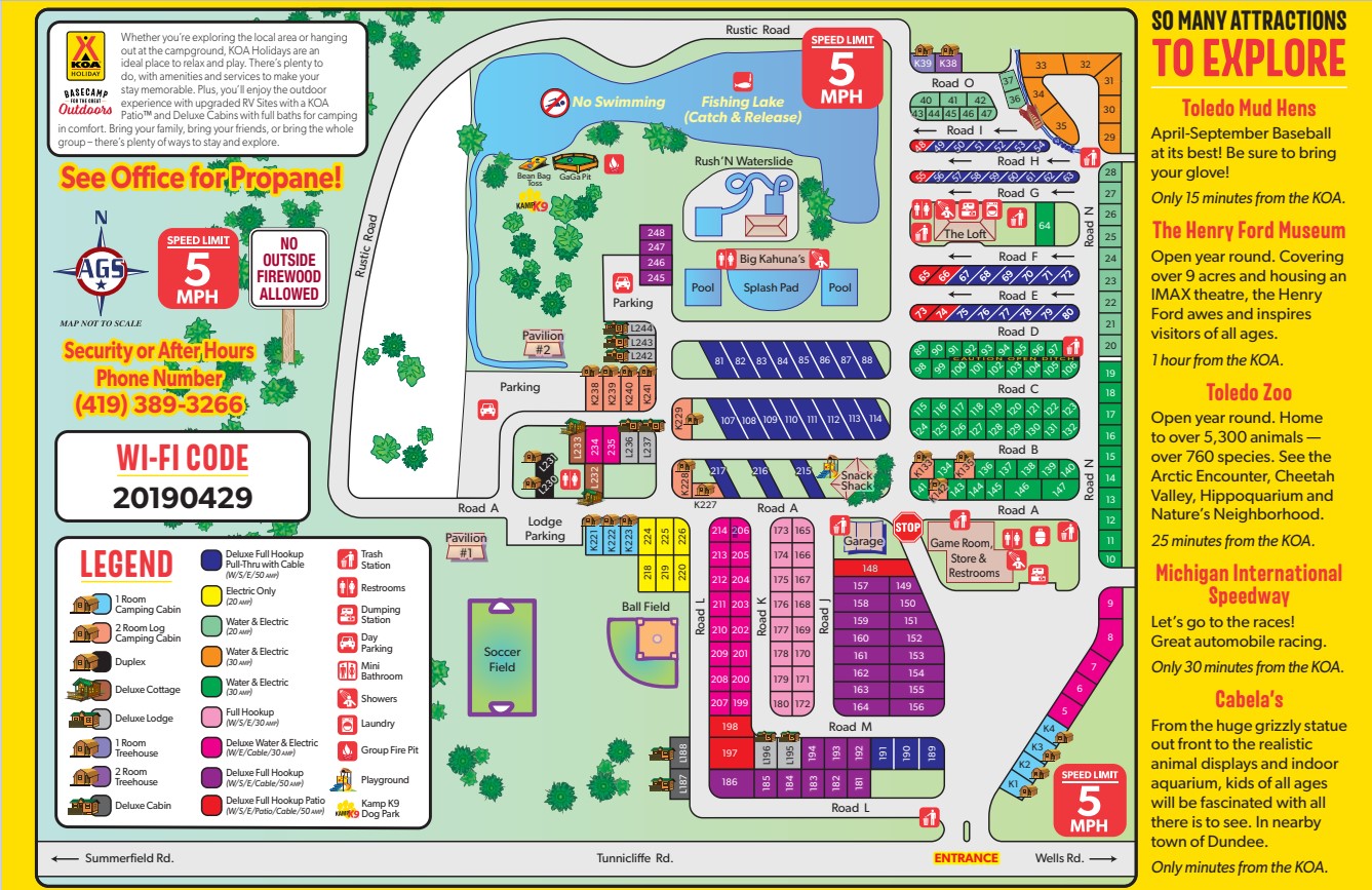 Petersburg, Michigan Campground Map | Monroe Co. / Toledo North KOA Holiday