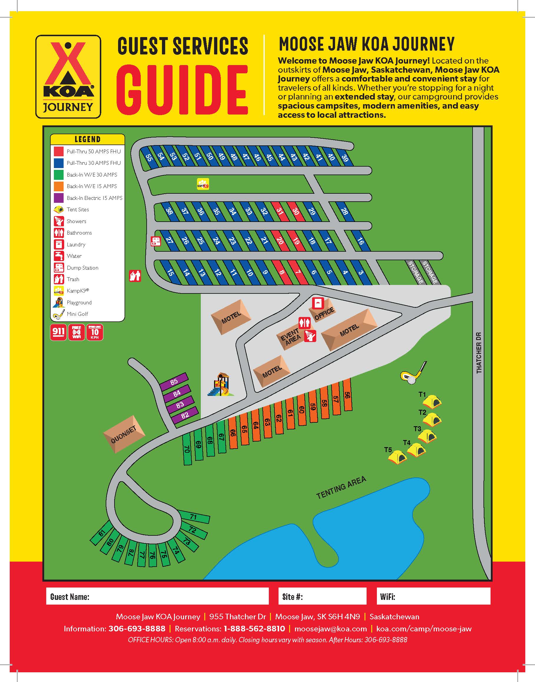 Moose Jaw, Saskatchewan Campground Map | Moose Jaw KOA Journey