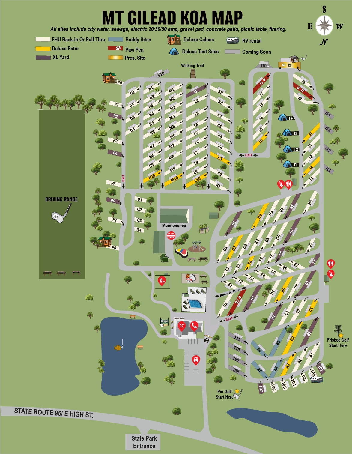 Columbus, Ohio Campground Map | Mt. Gilead KOA Holiday