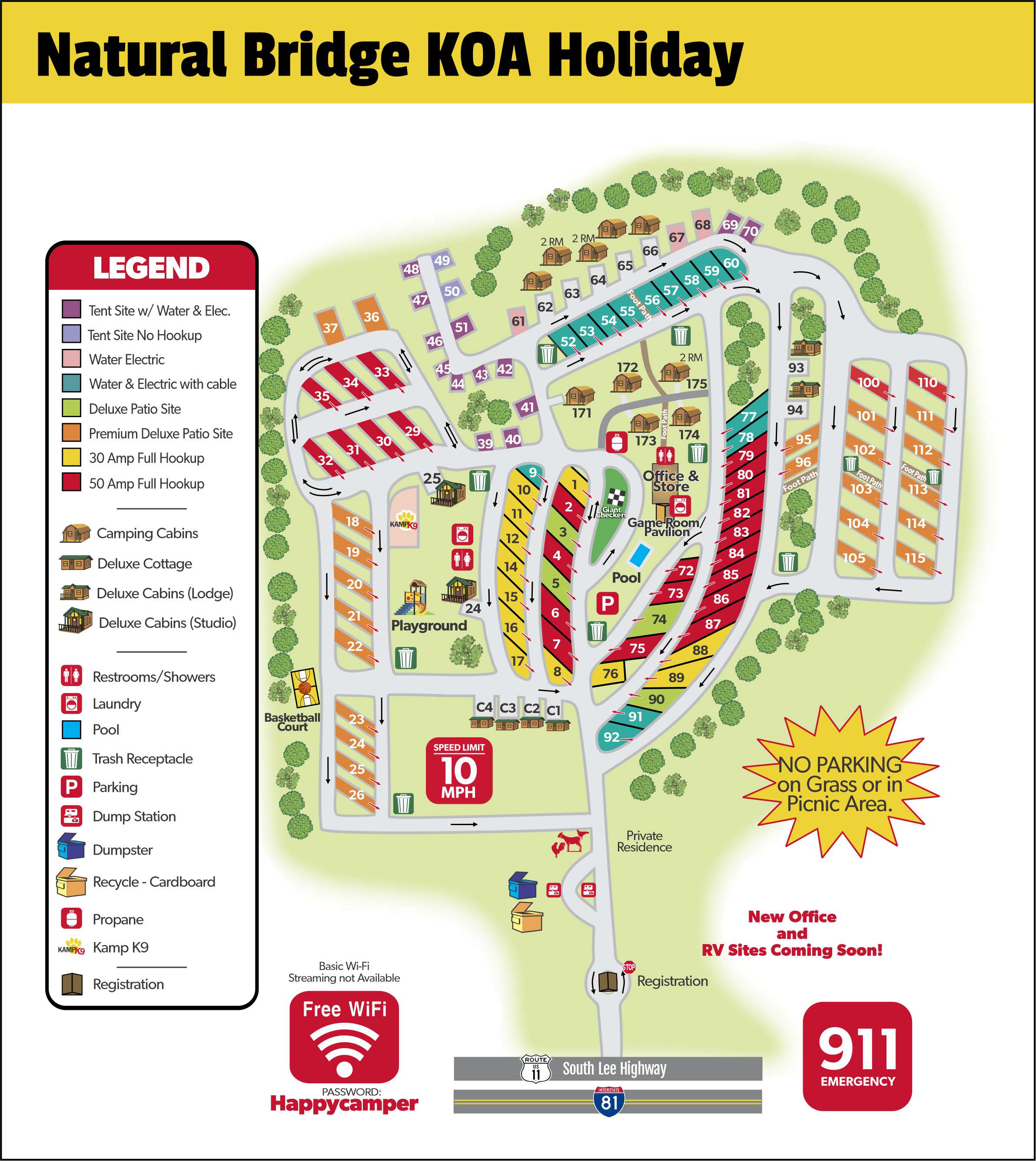 Natural Bridge, Virginia Campground Map | Natural Bridge / Lexington ...