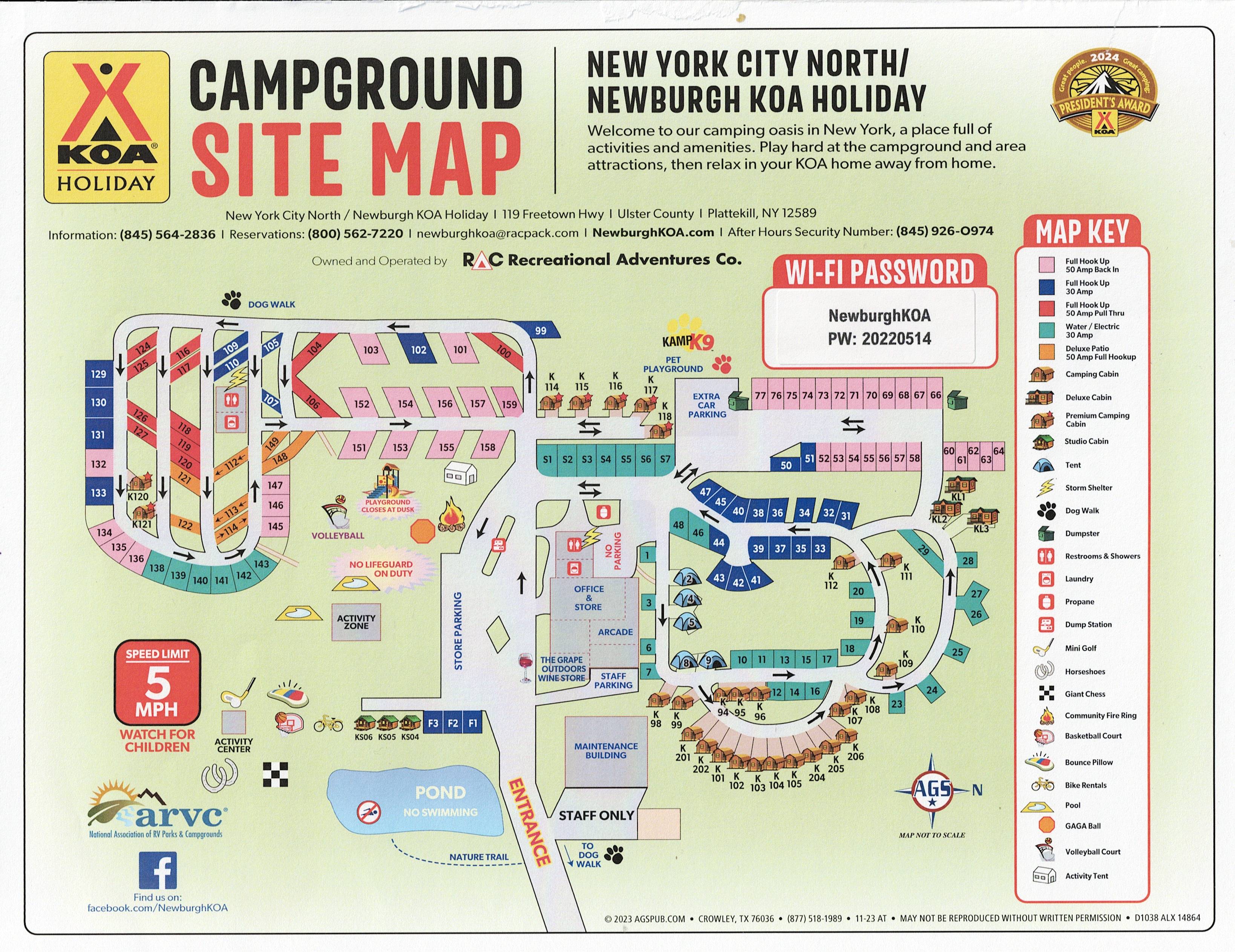 Wallkill, New York Campground Map | New York City North / Newburgh KOA ...