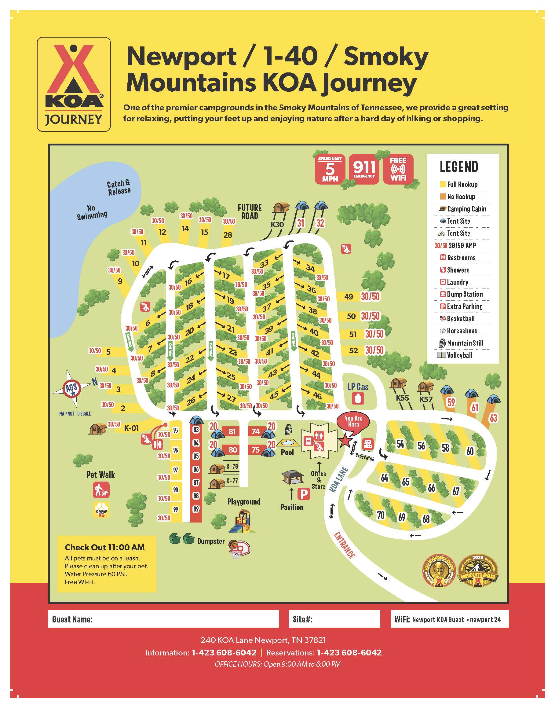Newport, Tennessee Campground Map | Newport / I-40 / Smoky Mountains ...