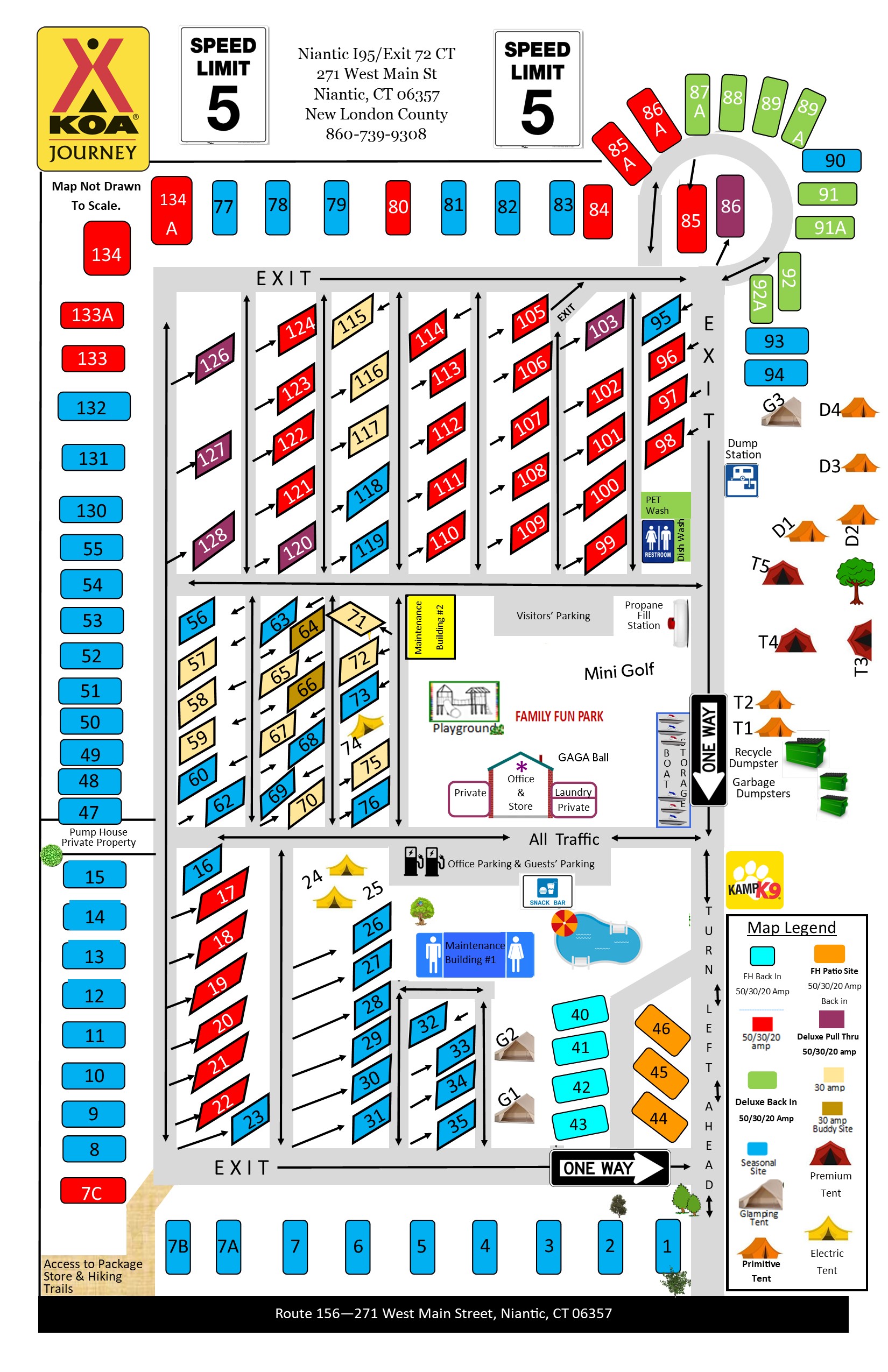 Niantic, Connecticut Campground Map | Niantic / I-95 Exit 72 KOA Holiday