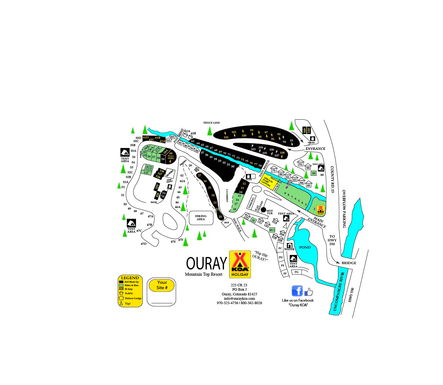 Ouray, Colorado Campground Map | Ouray KOA