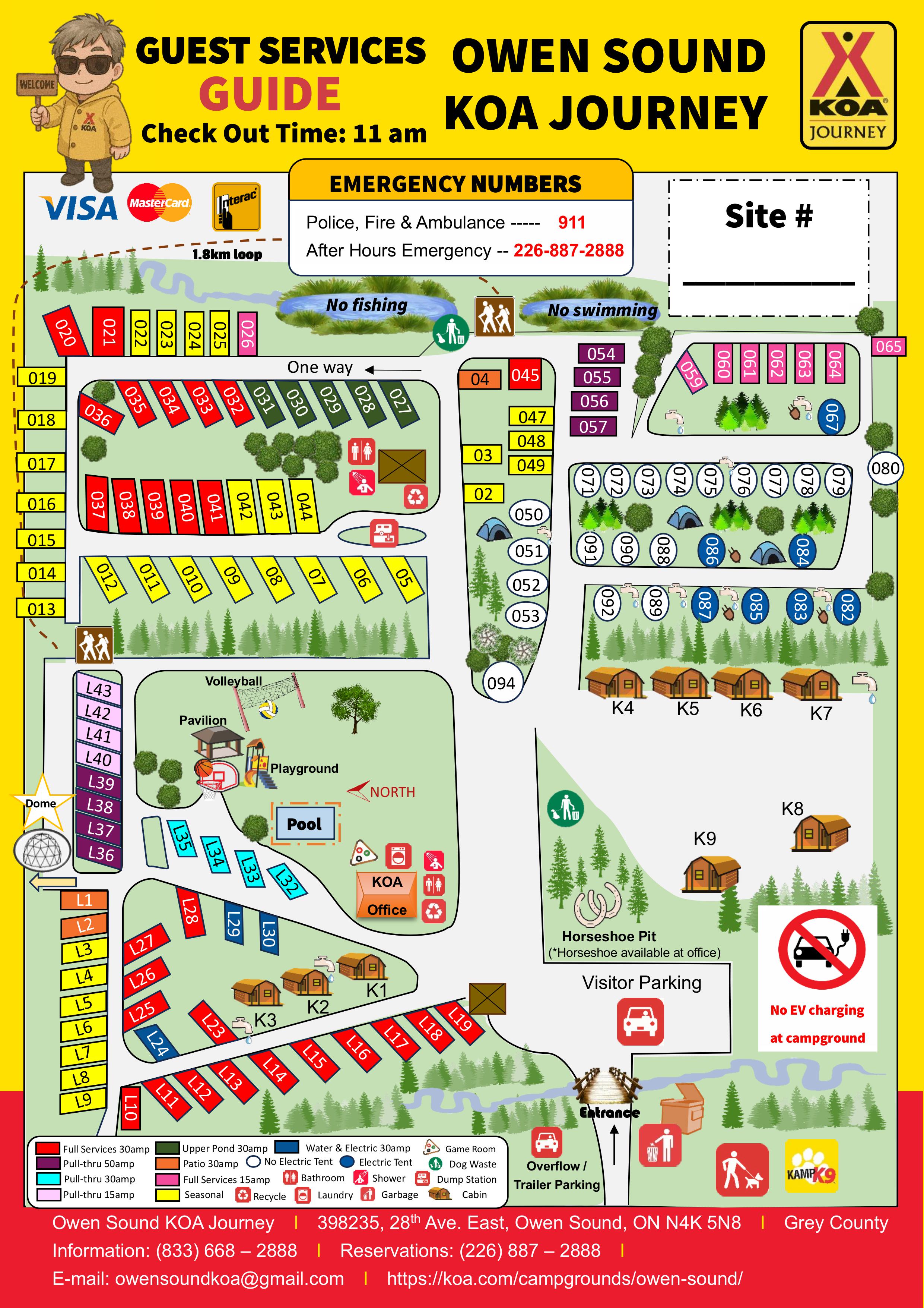 Campground Map | Owen Sound KOA Journey
