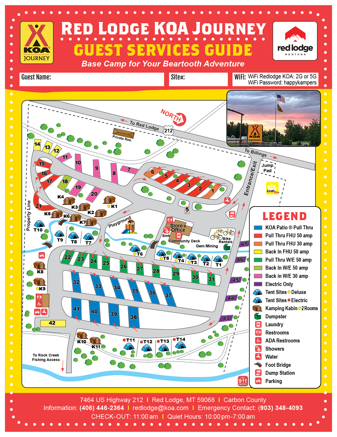 Red Lodge, Montana Campground Map | Red Lodge KOA Journey