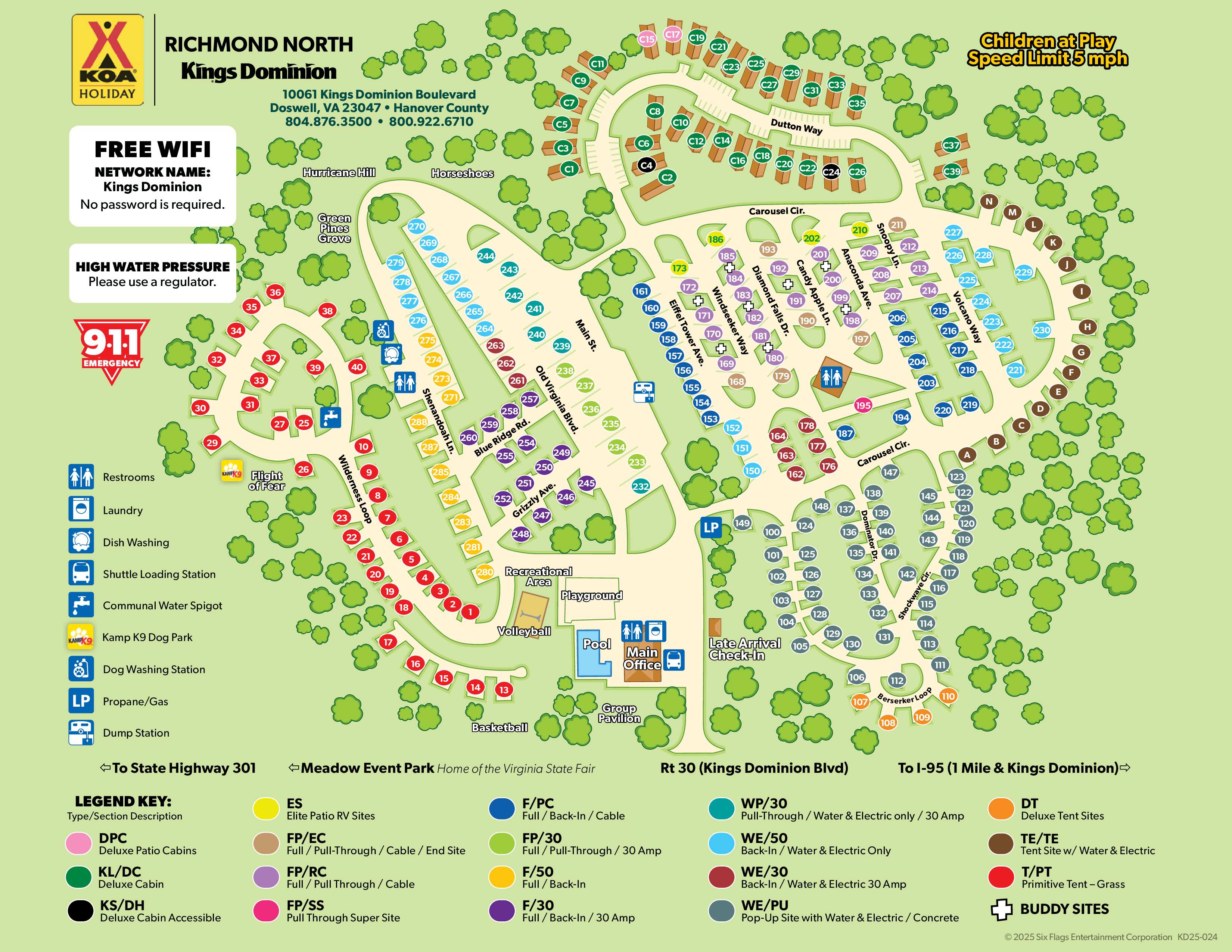 Doswell, Virginia Campground Map | Richmond North / Kings Dominion KOA ...