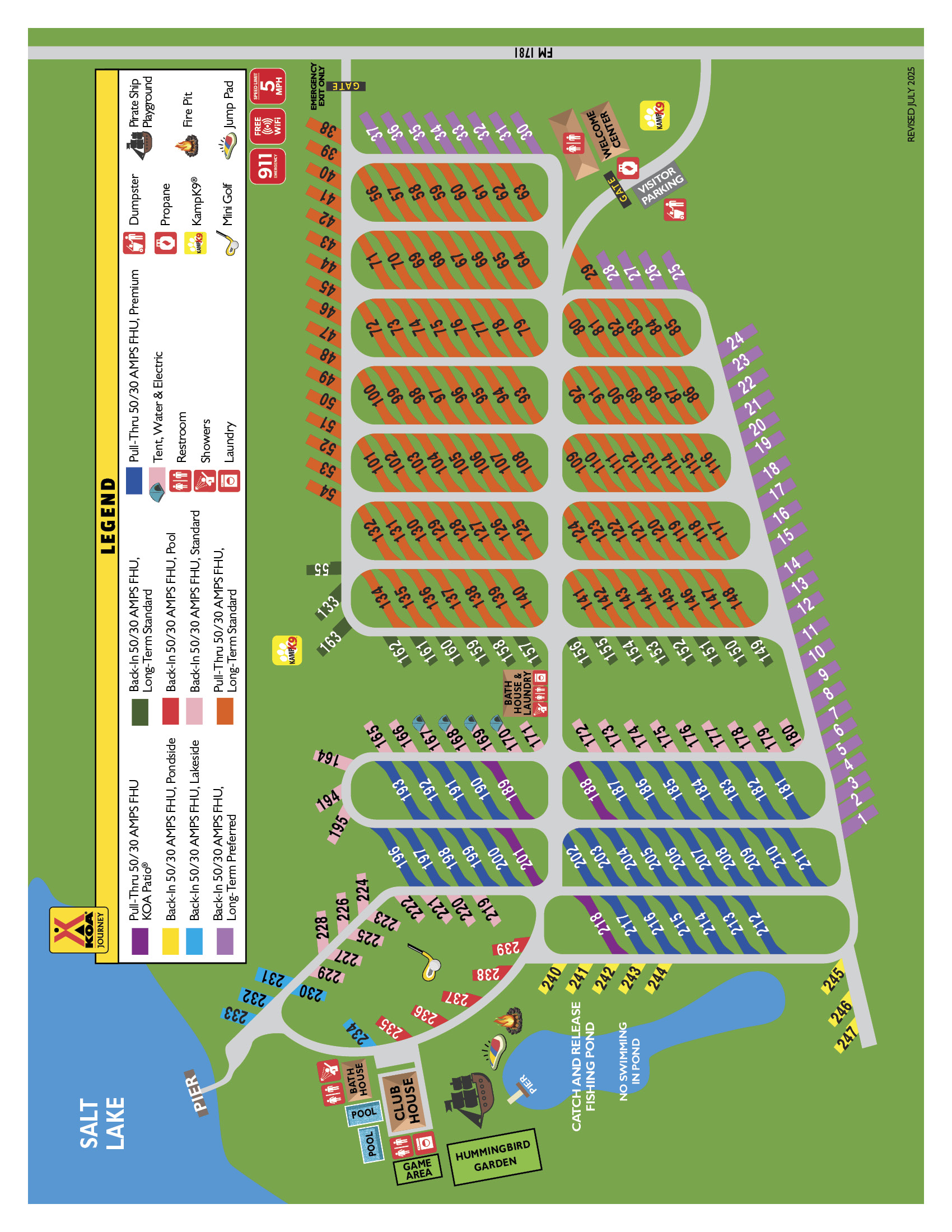 Campground Map for Rockport/Corpus Christi KOA