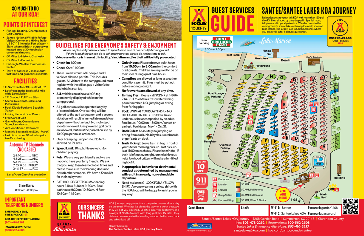 Summerton, South Carolina Campground Map | Santee / Santee Lakes KOA ...