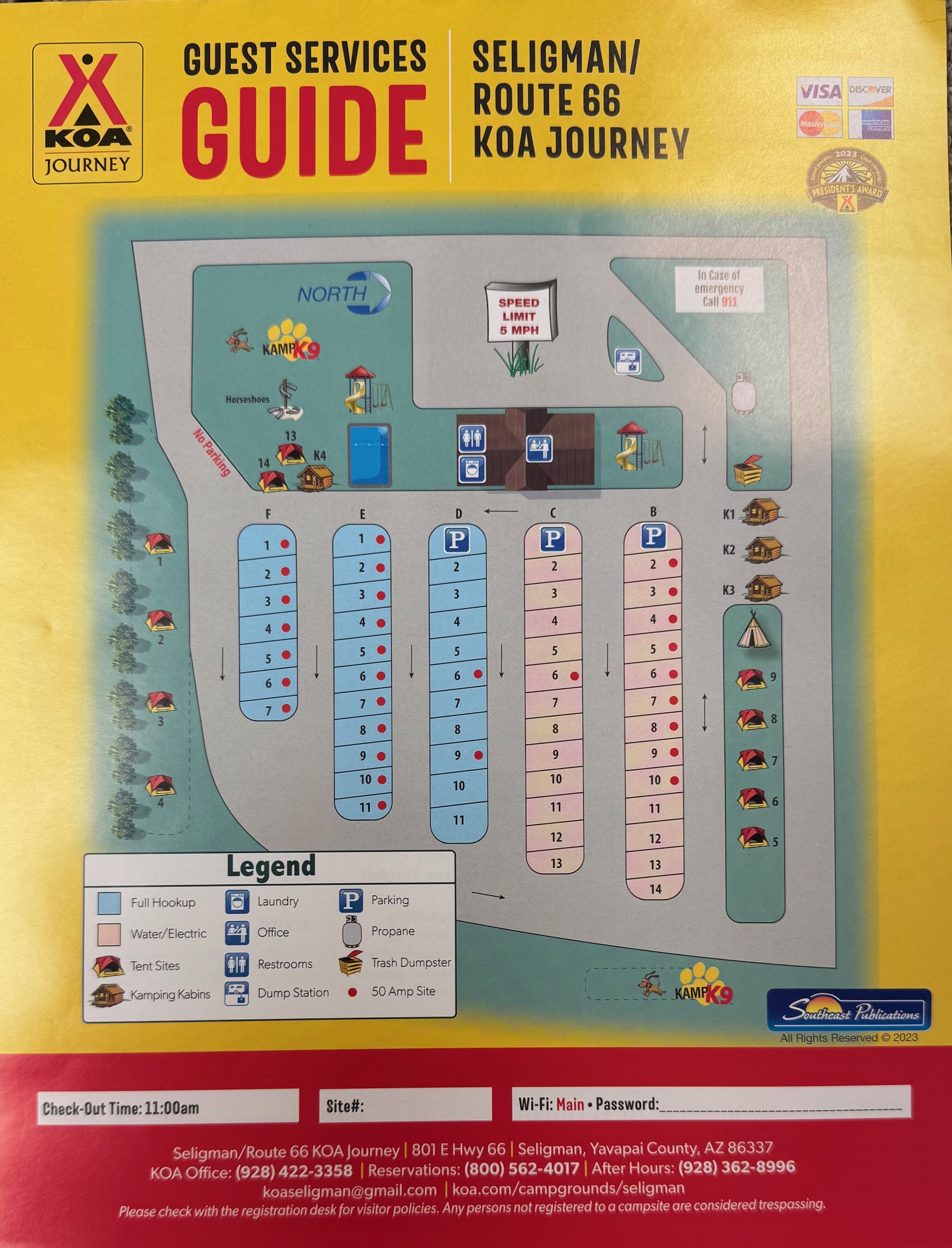 Seligman, Arizona Campground Map | Seligman / Route 66 KOA Journey