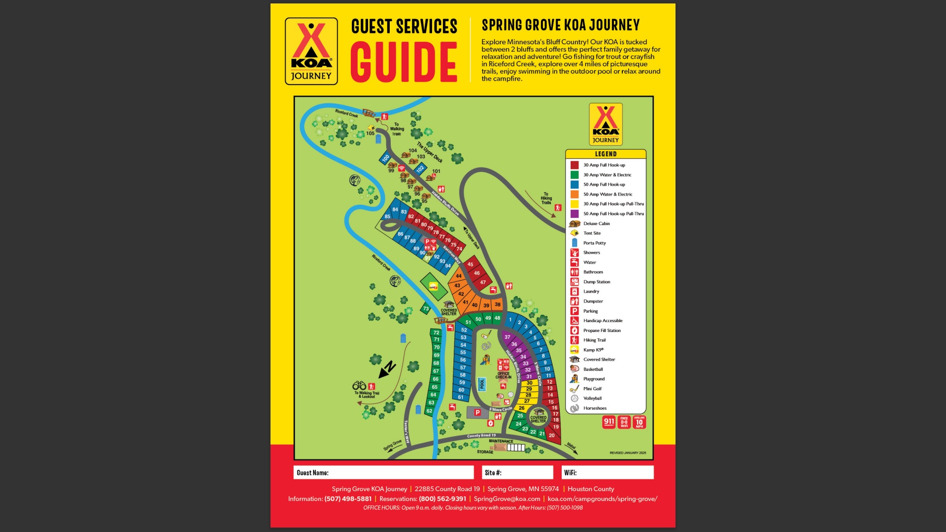 Spring Grove, Minnesota Campground Map | Spring Grove KOA Journey