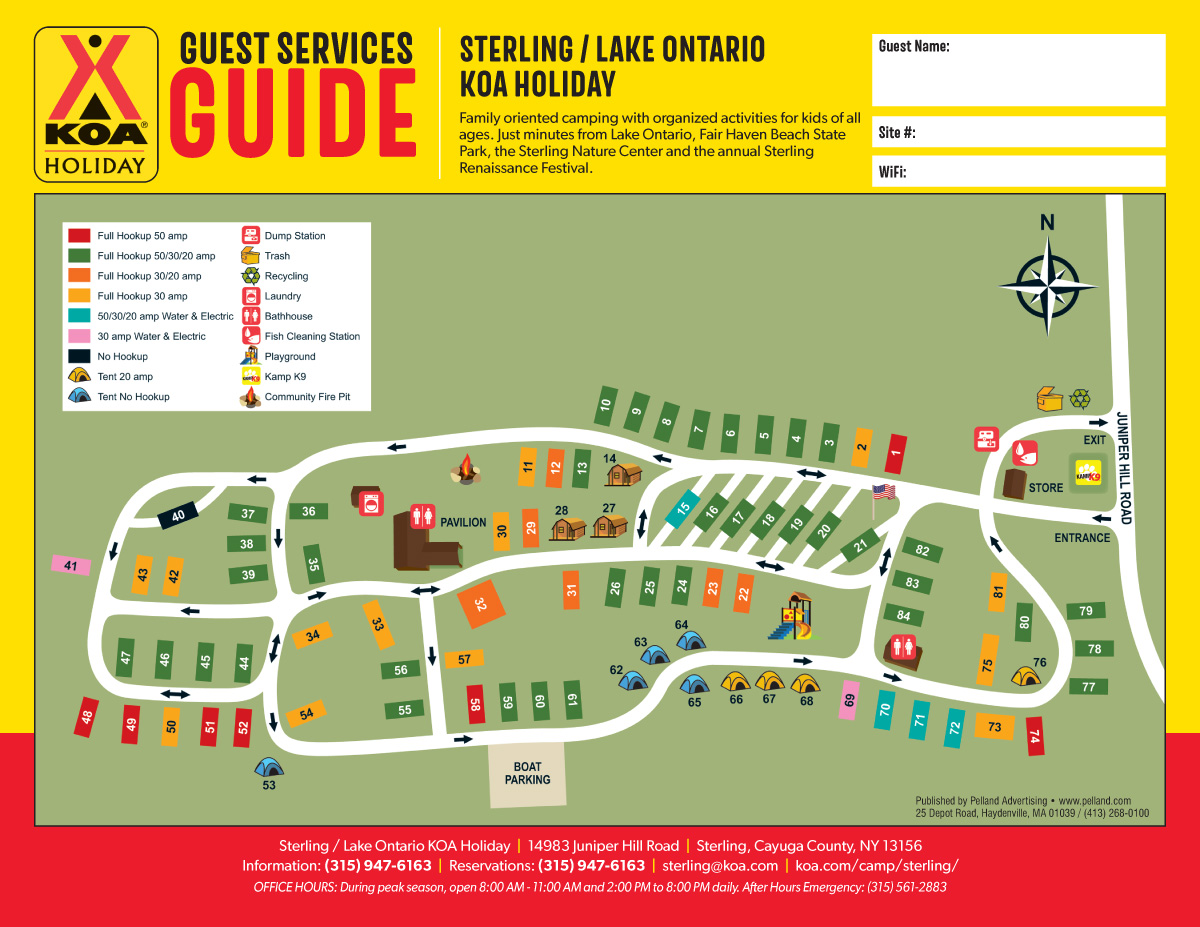 Sterling, New York Campground Map | Sterling / Lake Ontario KOA Holiday