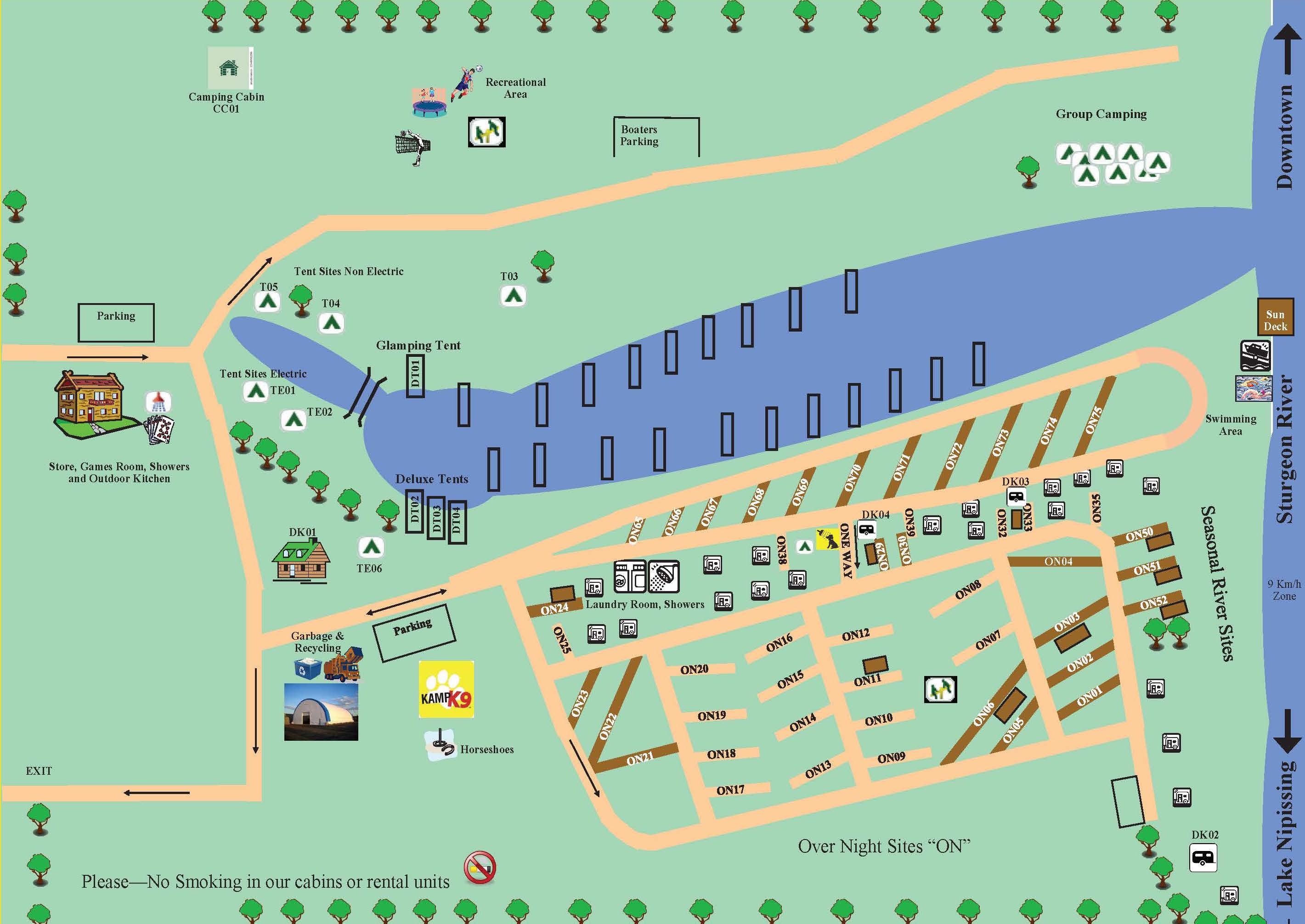 Sturgeon Falls, Ontario Campground Map | Sturgeon Falls KOA