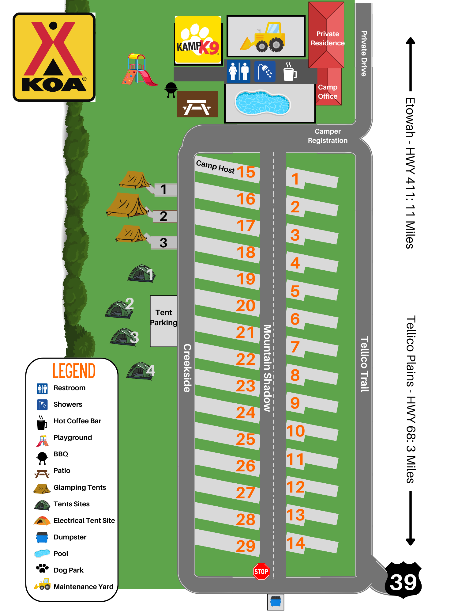 Tellico Plains, Tennessee Campground Map | Tellico Plains / Cherokee ...