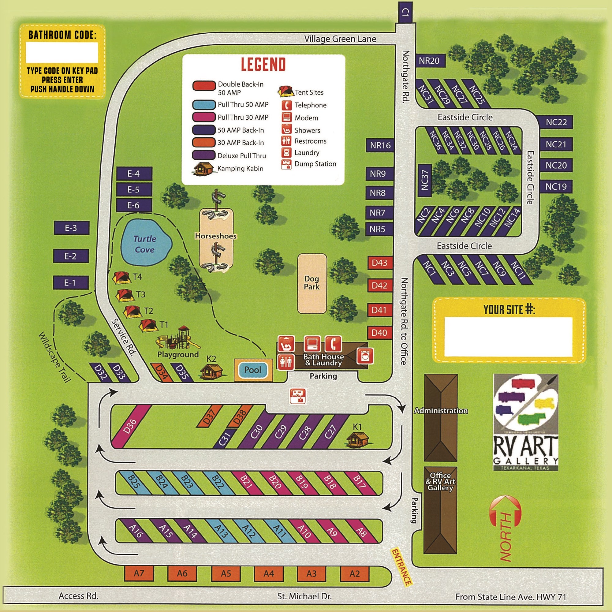 Texarkana, Texas Campground Map | Texarkana KOA Journey
