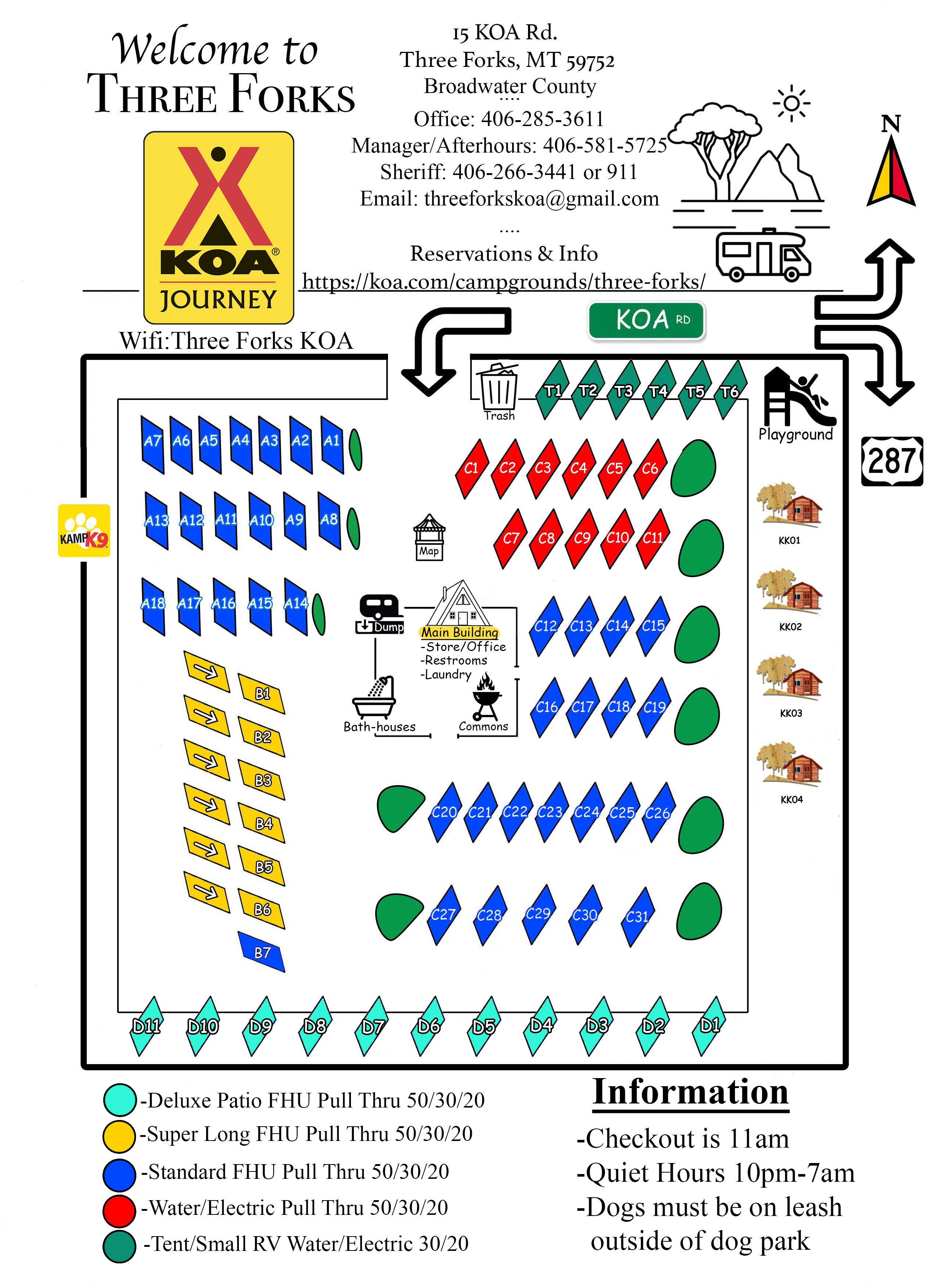 Three Forks, Montana Campground Map | Three Forks KOA Journey