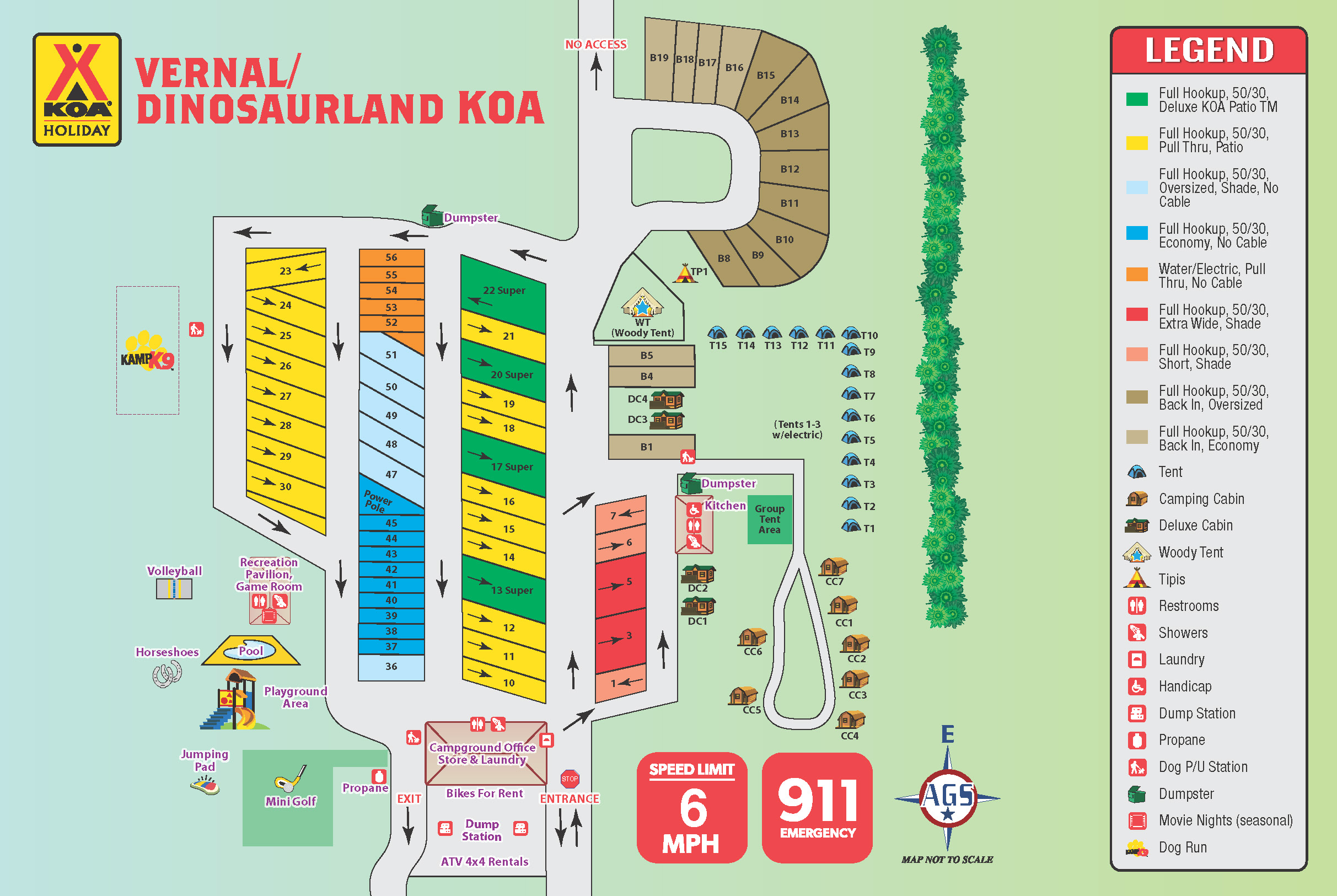 Vernal, Utah Campground Map | Vernal / Dinosaurland KOA