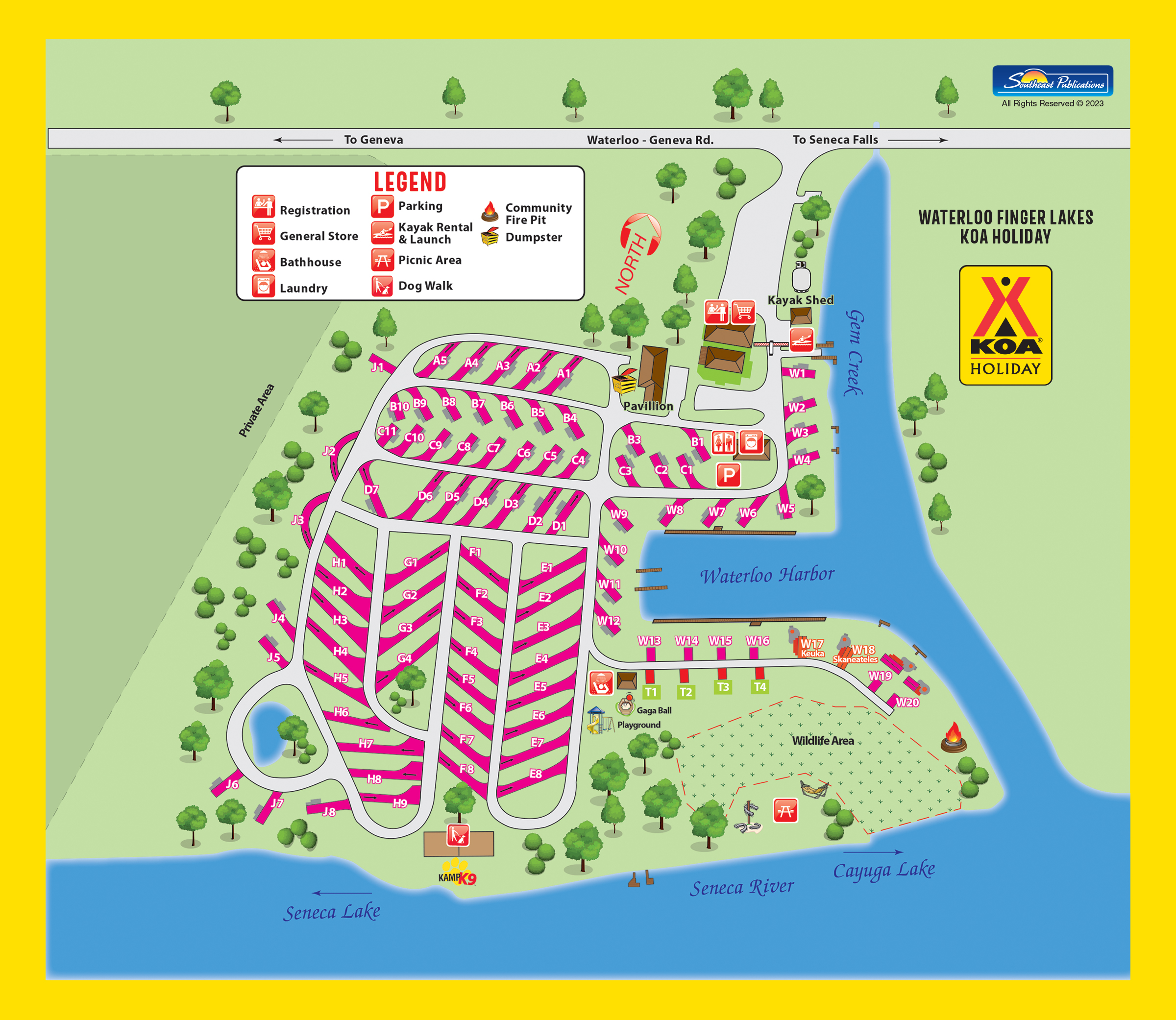 Waterloo, New York Campground Map | Waterloo / Finger Lakes KOA Holiday