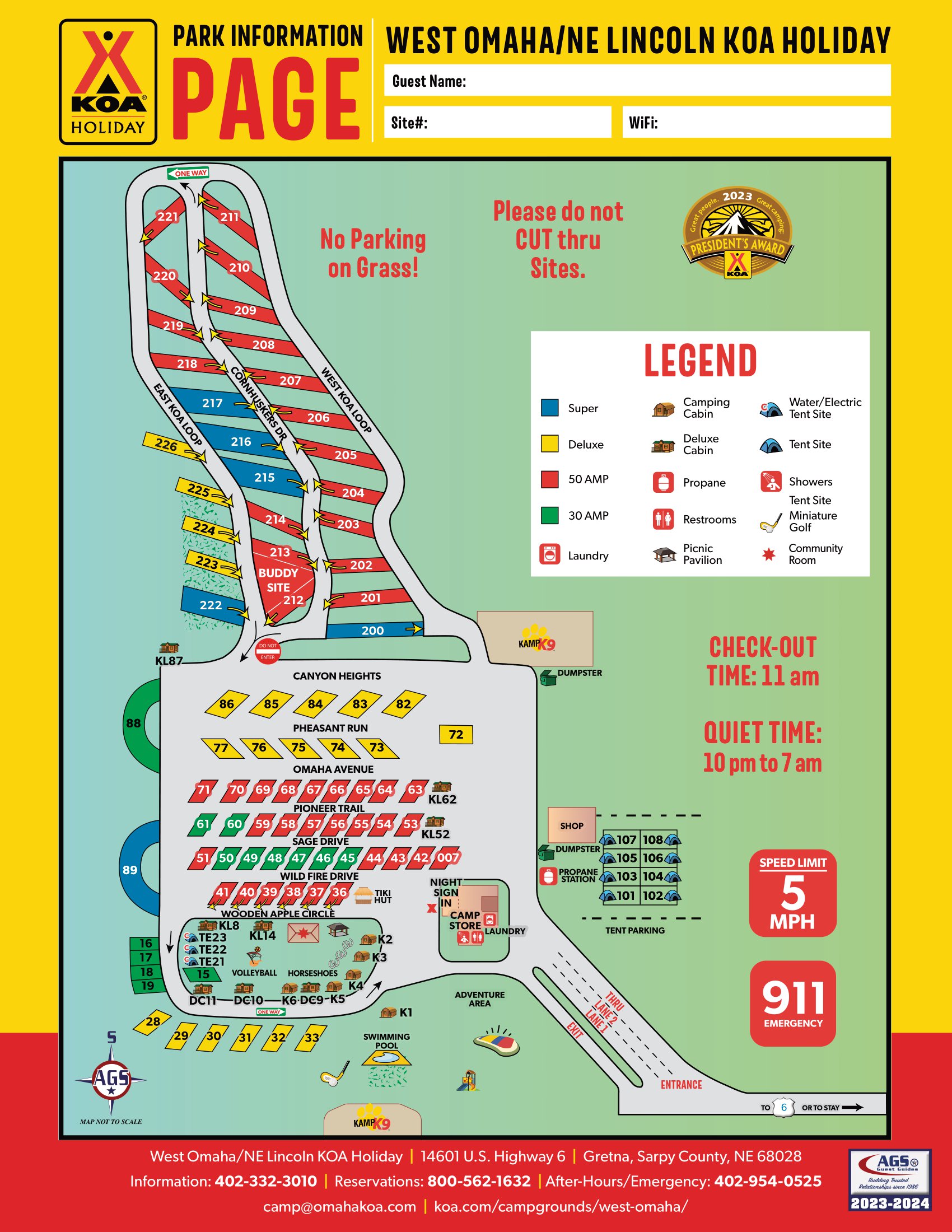 Gretna, Nebraska Campground Map | West Omaha / NE Lincoln KOA Holiday