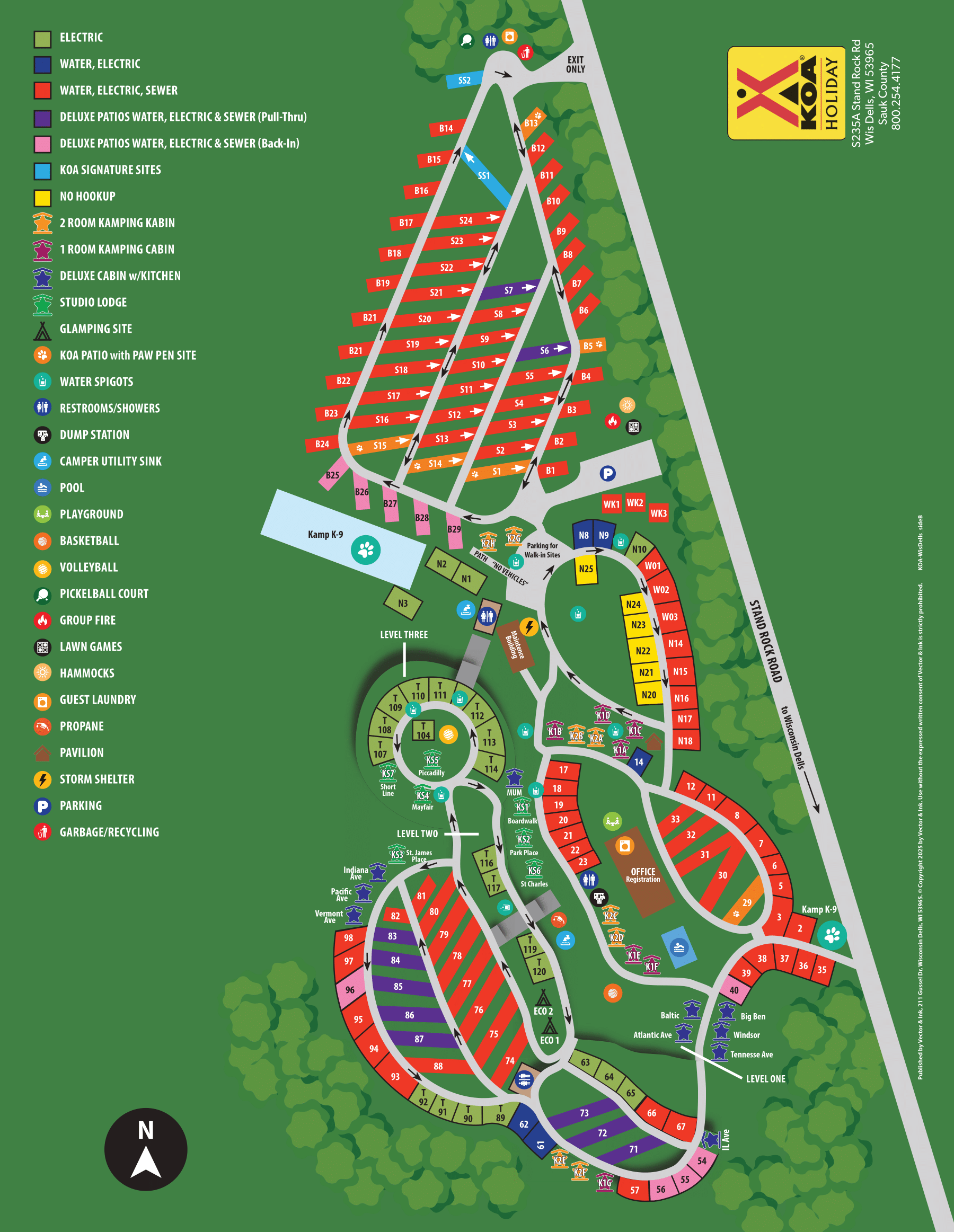 Campground Map | Wisconsin Dells KOA Holiday